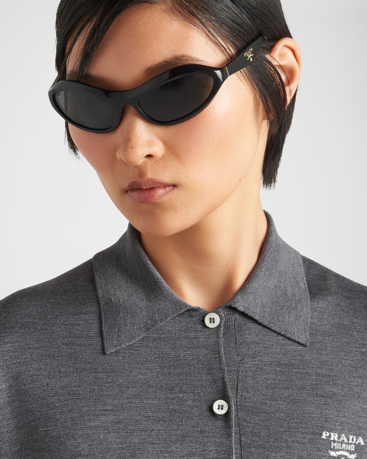 Slate Gray Silk Polo Mini-dress | PRADA