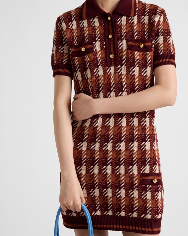 Amaranth Red/maize Yellow Wool Knit Mini-dress | PRADA