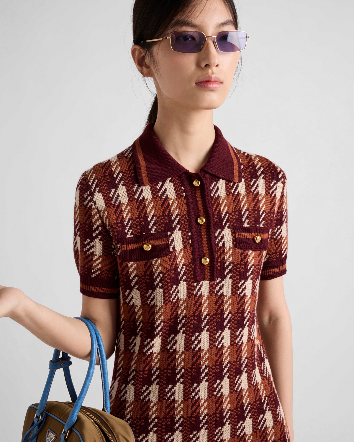 Amaranth Red/maize Yellow Wool Knit Mini-dress | PRADA