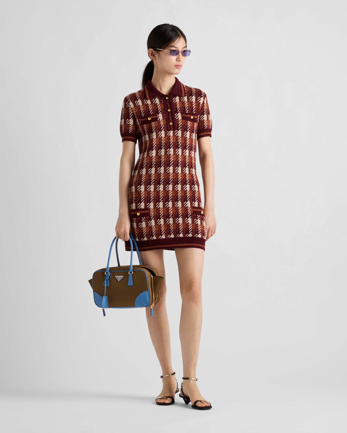 Amaranth Red/maize Yellow Wool Knit Mini-dress | PRADA