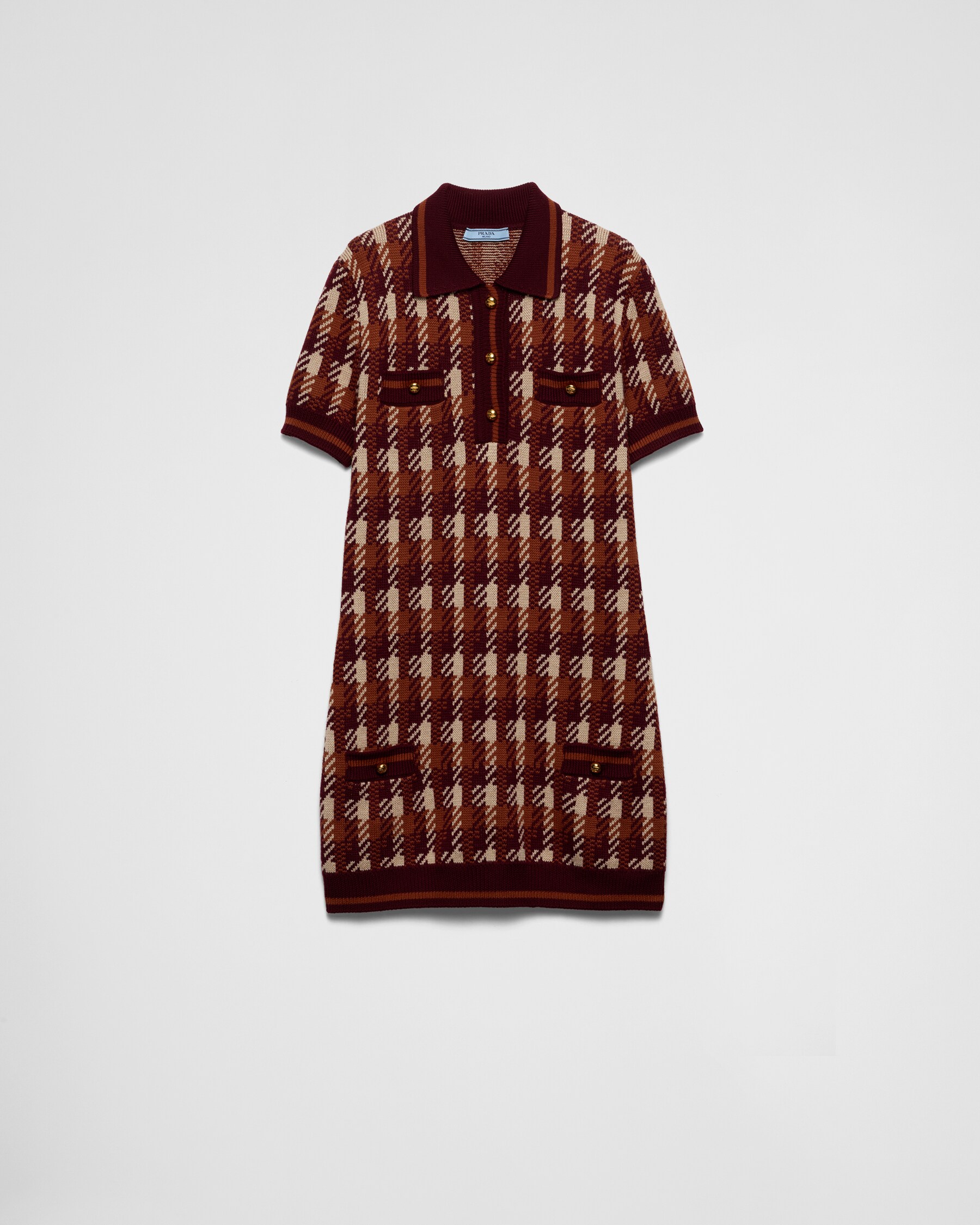 Amaranth Red/maize Yellow Wool Knit Mini-dress | PRADA