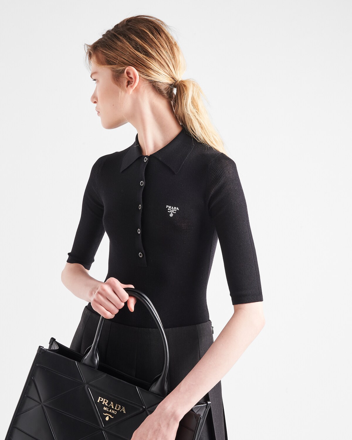 Black Cashmere And Silk Bodysuit | PRADA