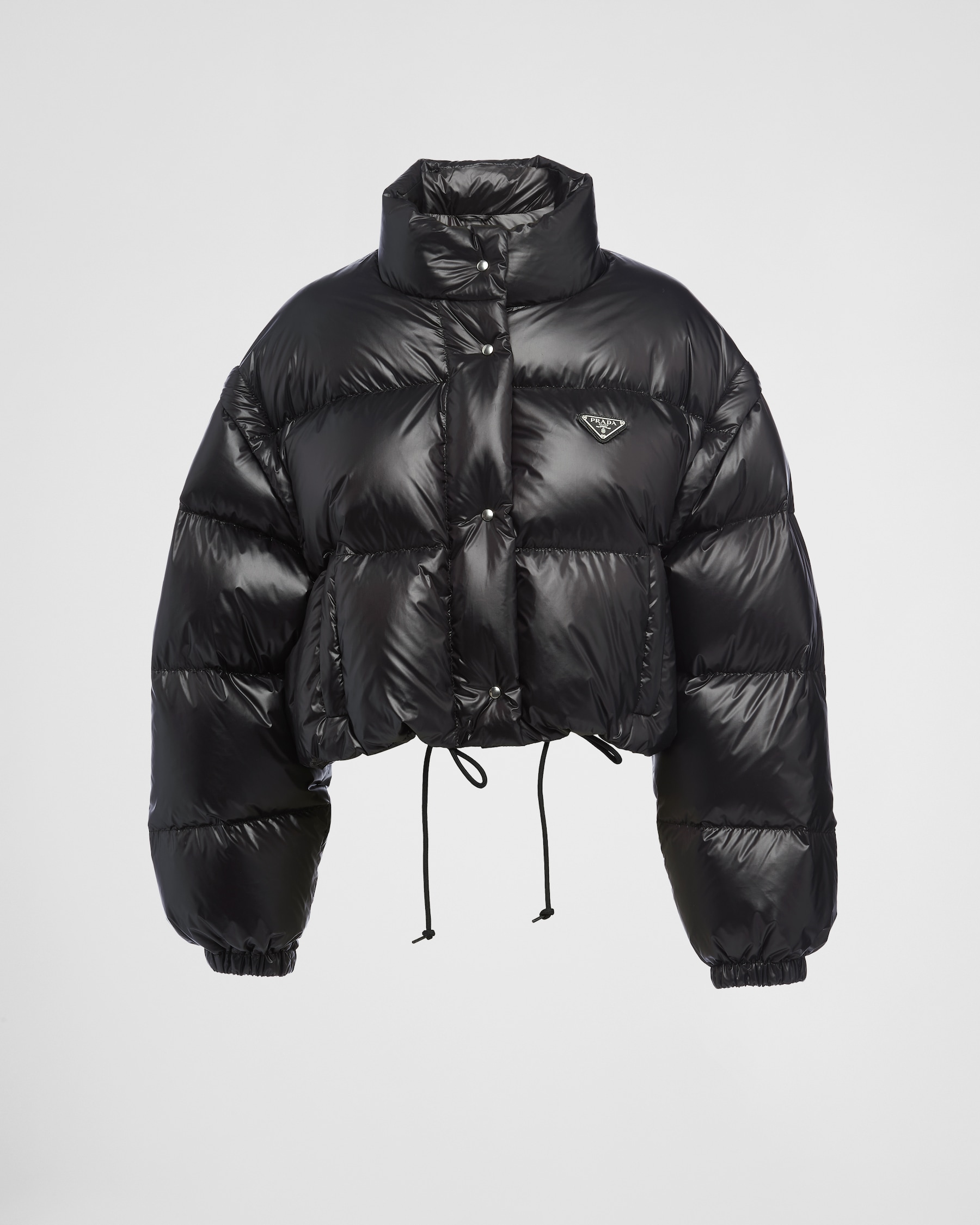 Black Re-nylon Cropped Convertible Down Jacket | PRADA - United States