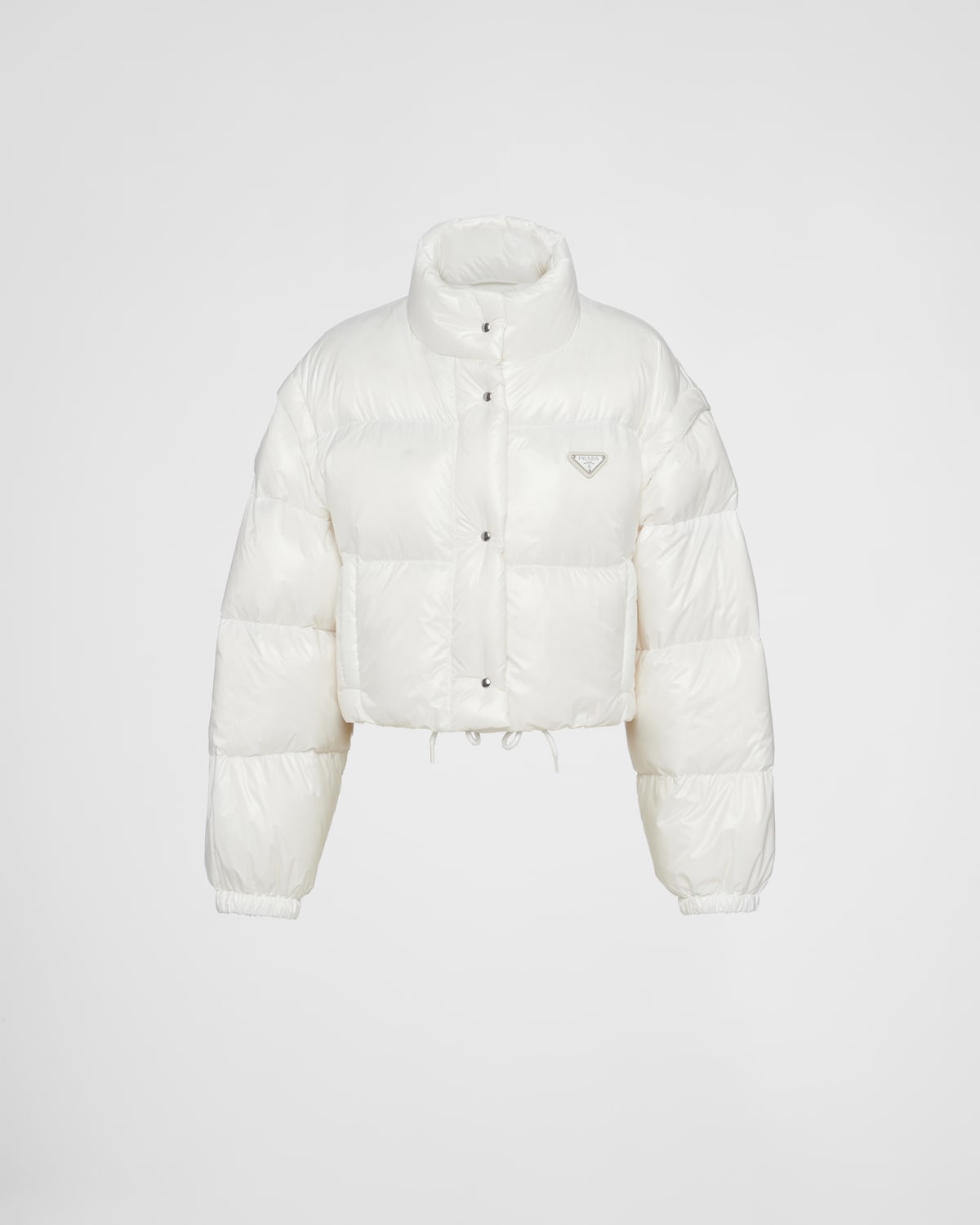 White Re-nylon Cropped Convertible Down Jacket | PRADA