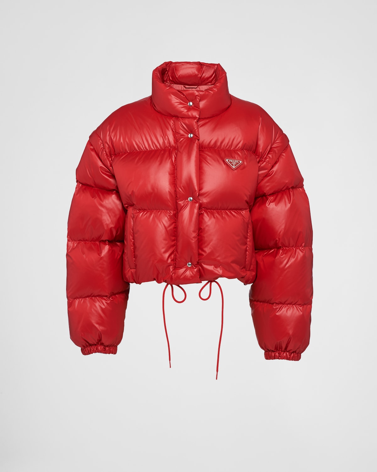 Red Re-nylon Cropped Convertible Down Jacket | PRADA