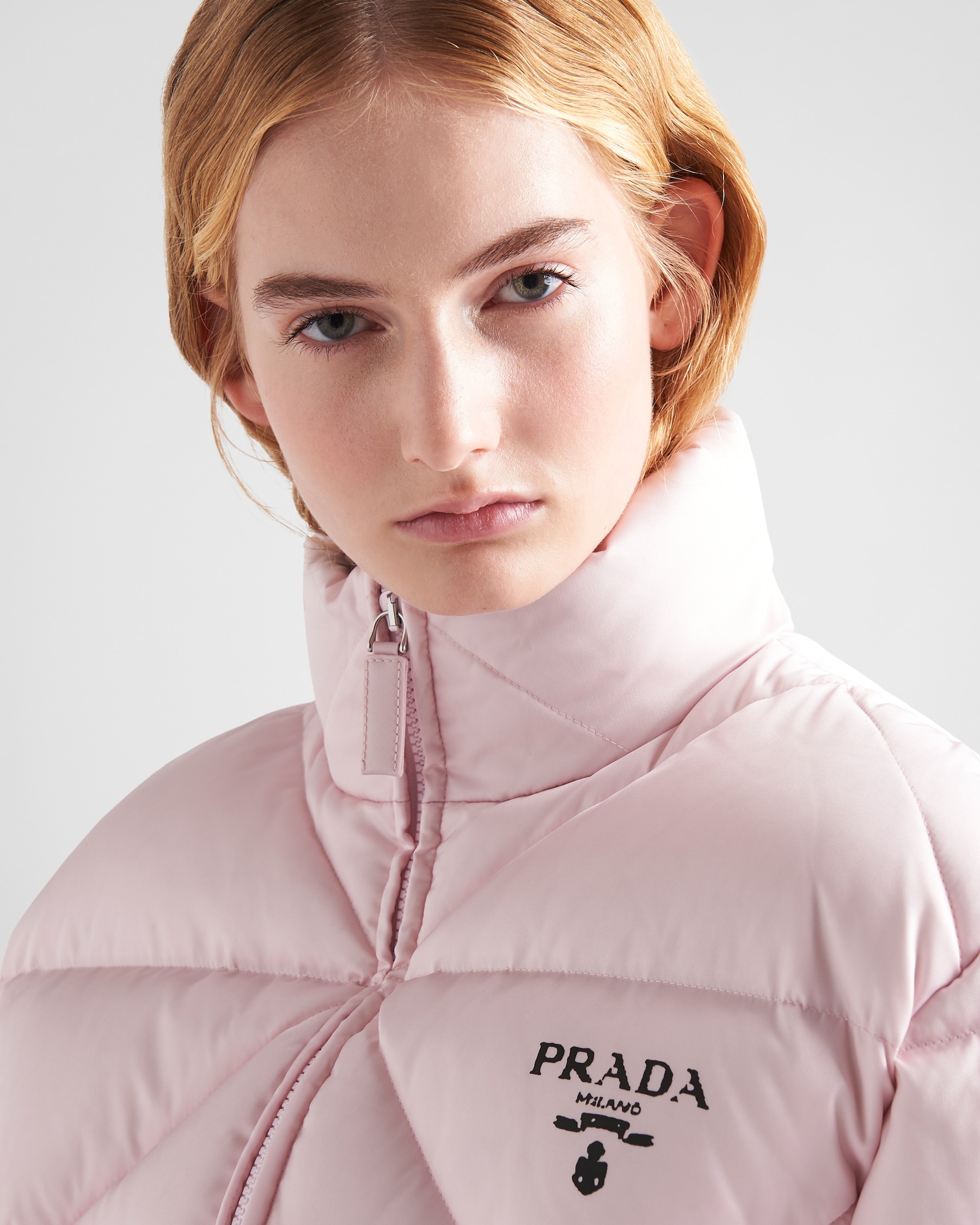 Alabaster Pink Re-nylon Gabardine Cropped Down Jacket | PRADA