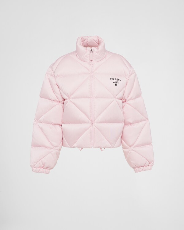Alabaster Pink Re-nylon Gabardine Cropped Down Jacket | PRADA