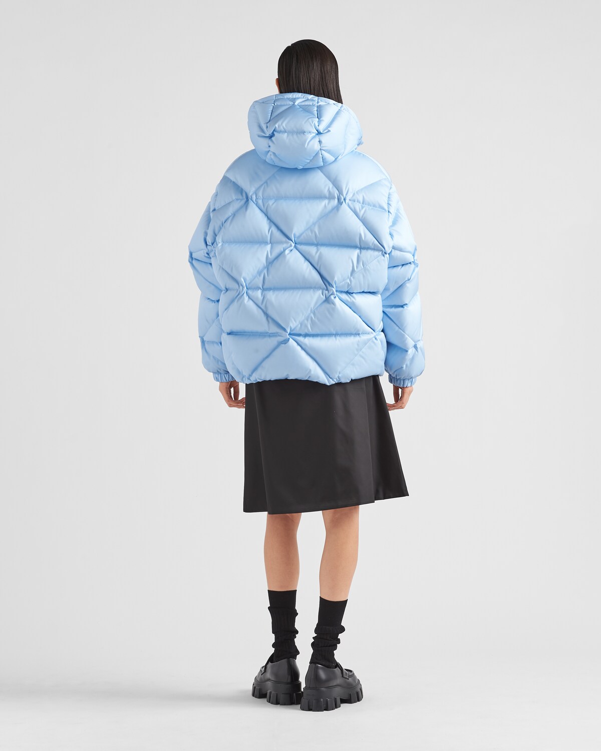 Light Blue Oversized Re-nylon Gabardine Down Jacket | PRADA