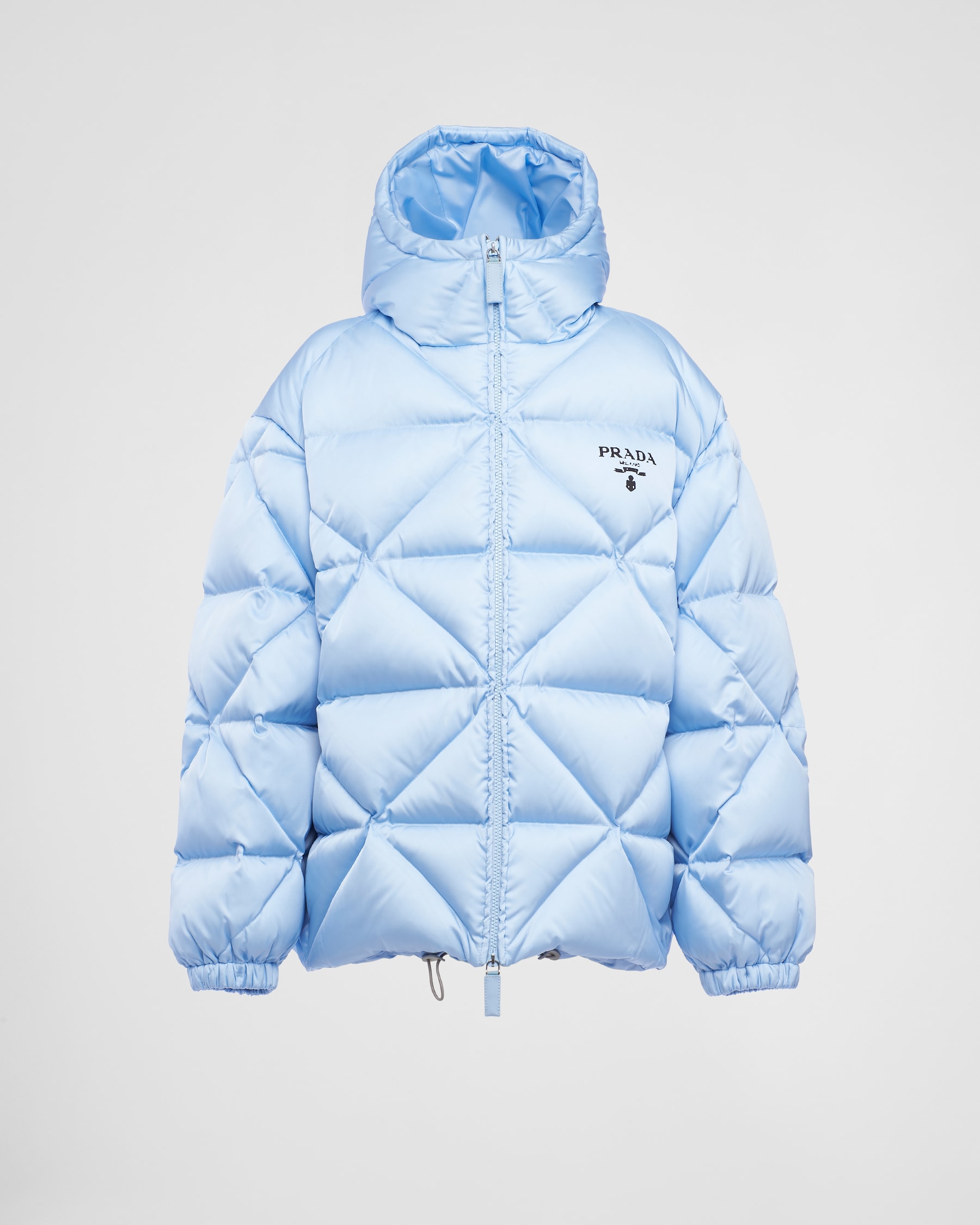 Light Blue Oversized Re-nylon Gabardine Down Jacket | PRADA