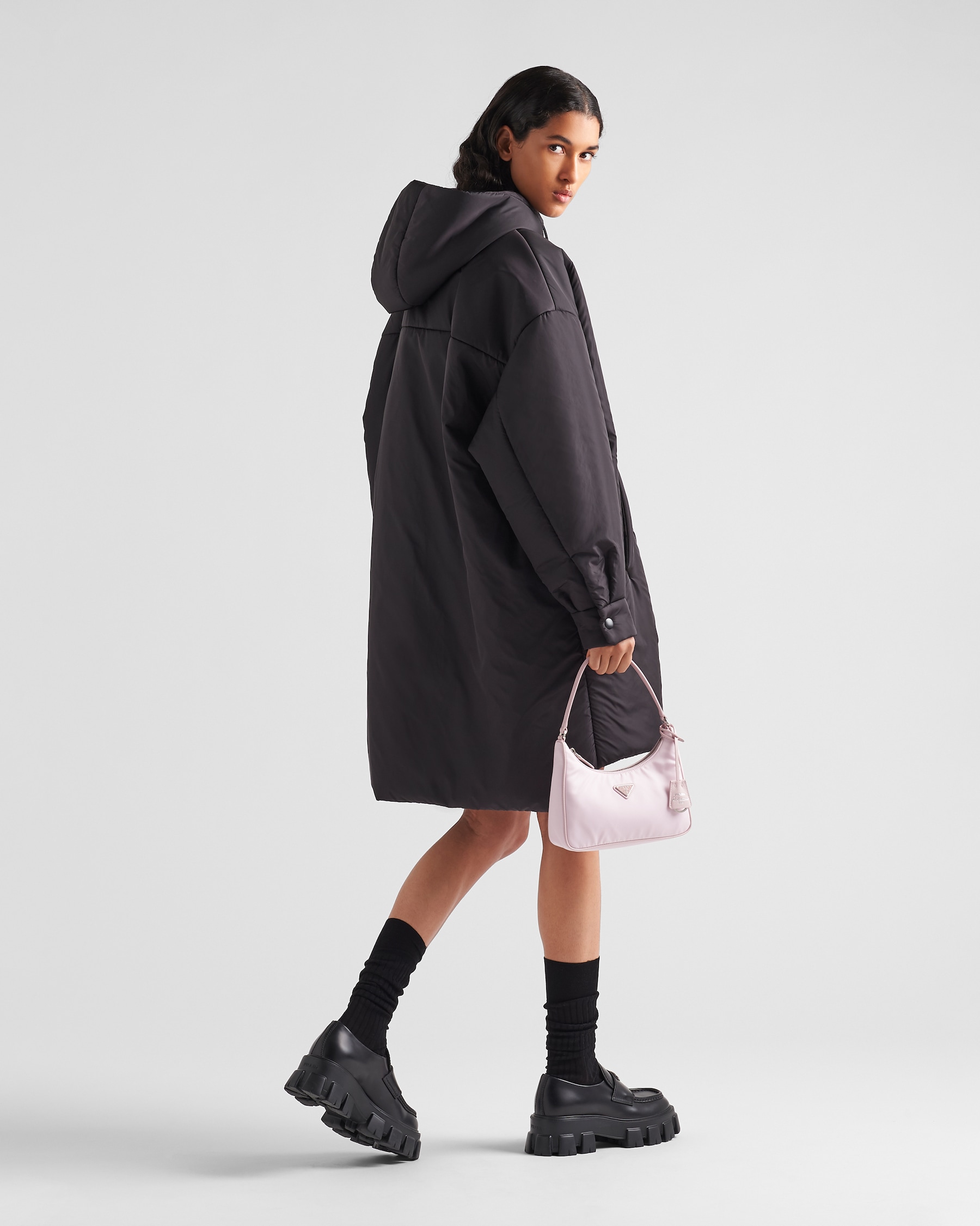 Black Oversized Light Re-nylon Raincoat | PRADA - United States