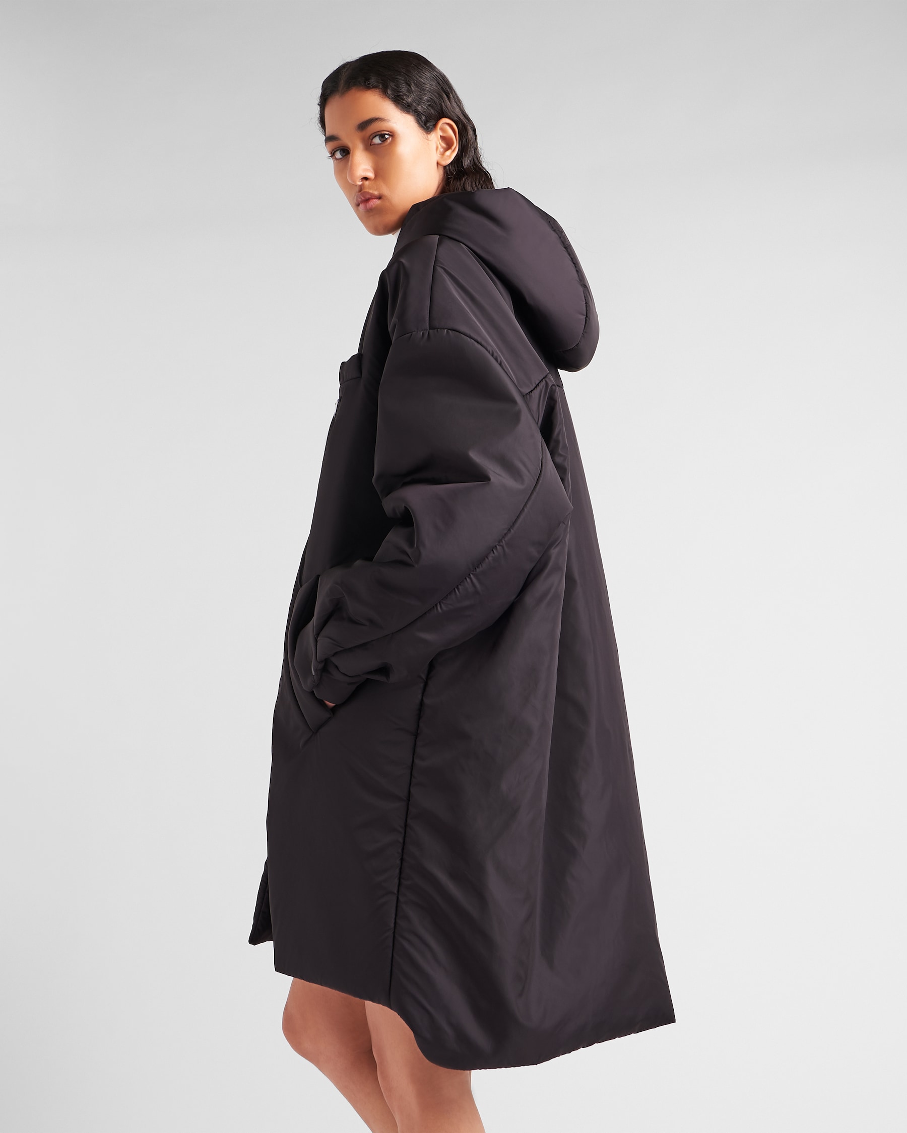 Black Oversized Light Re-nylon Raincoat | PRADA