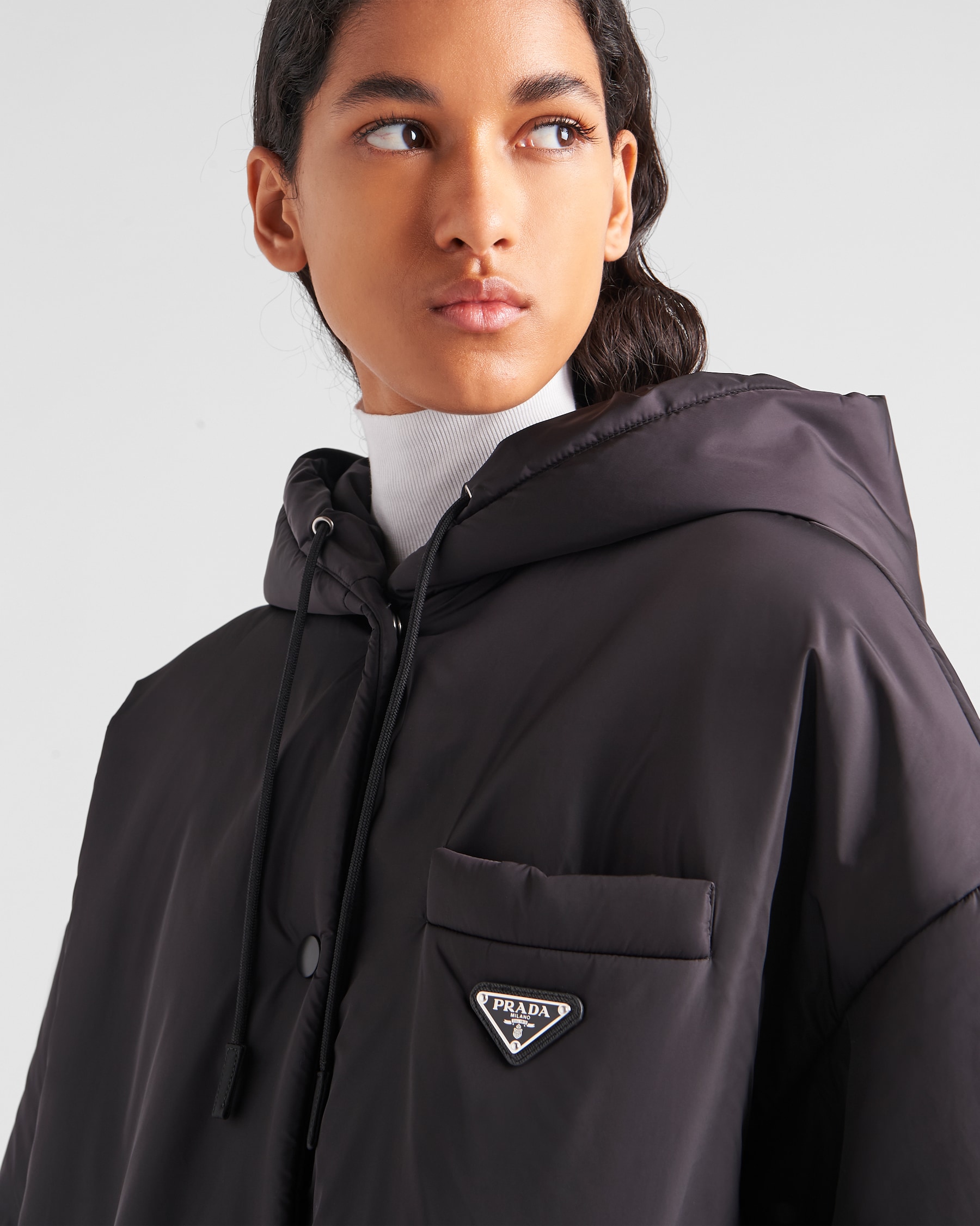 Black Oversized Light Re-nylon Raincoat | PRADA - United States