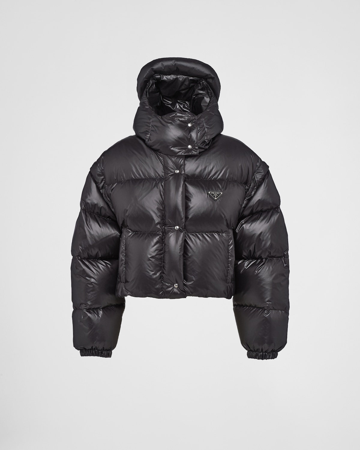 Black Re-nylon Convertible Cropped Down Jacket | PRADA
