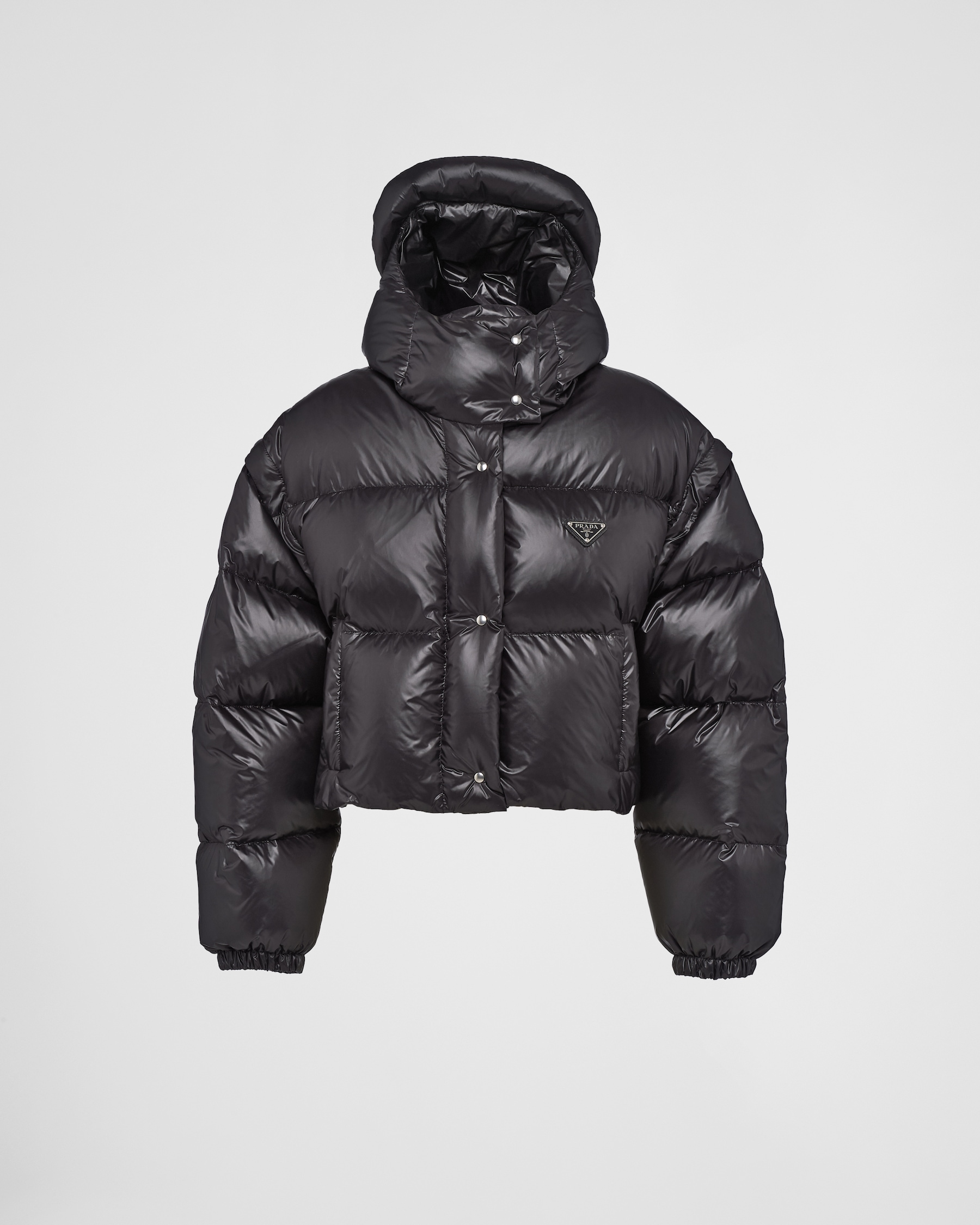Black Re-nylon Convertible Cropped Down Jacket | PRADA