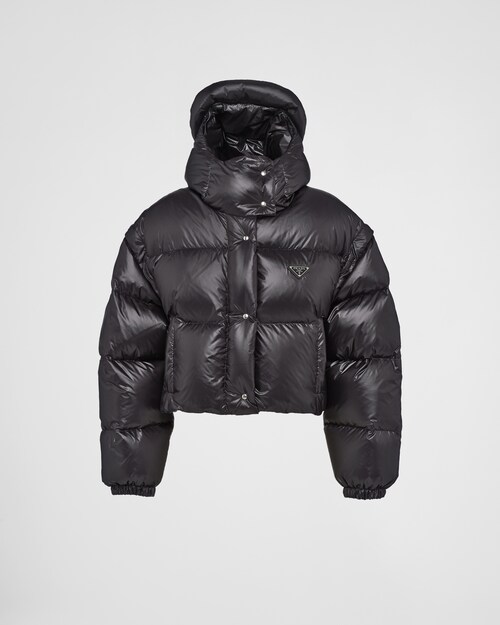 Black Re-Nylon convertible cropped down jacket | Prada