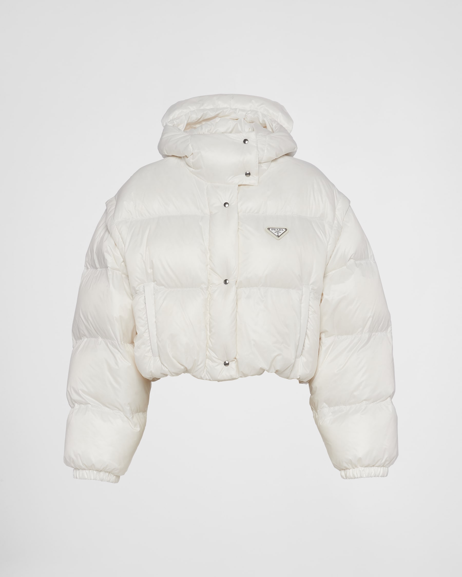 White Re-nylon Convertible Cropped Down Jacket | PRADA