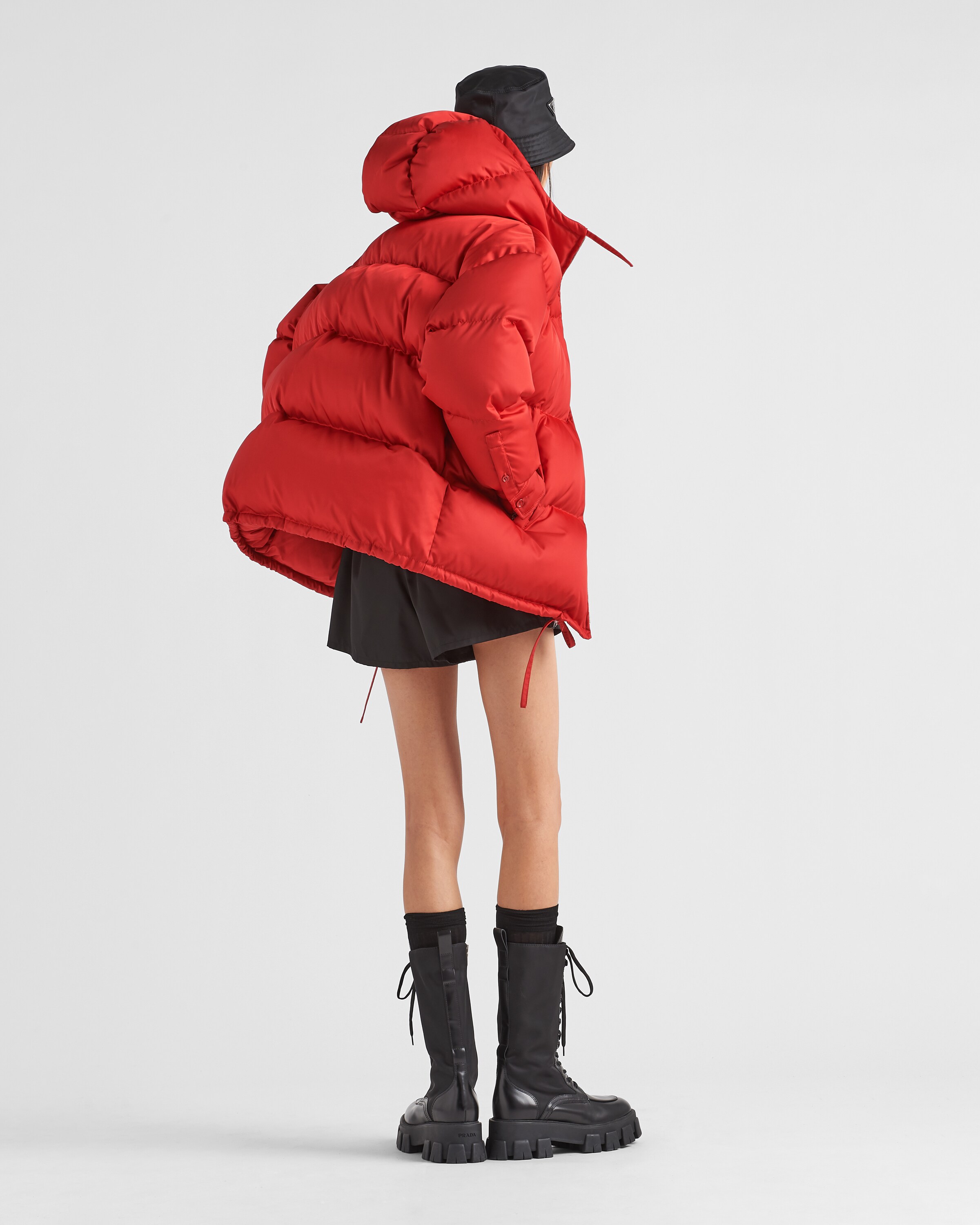 Red Re-nylon Hooded Down Jacket | PRADA