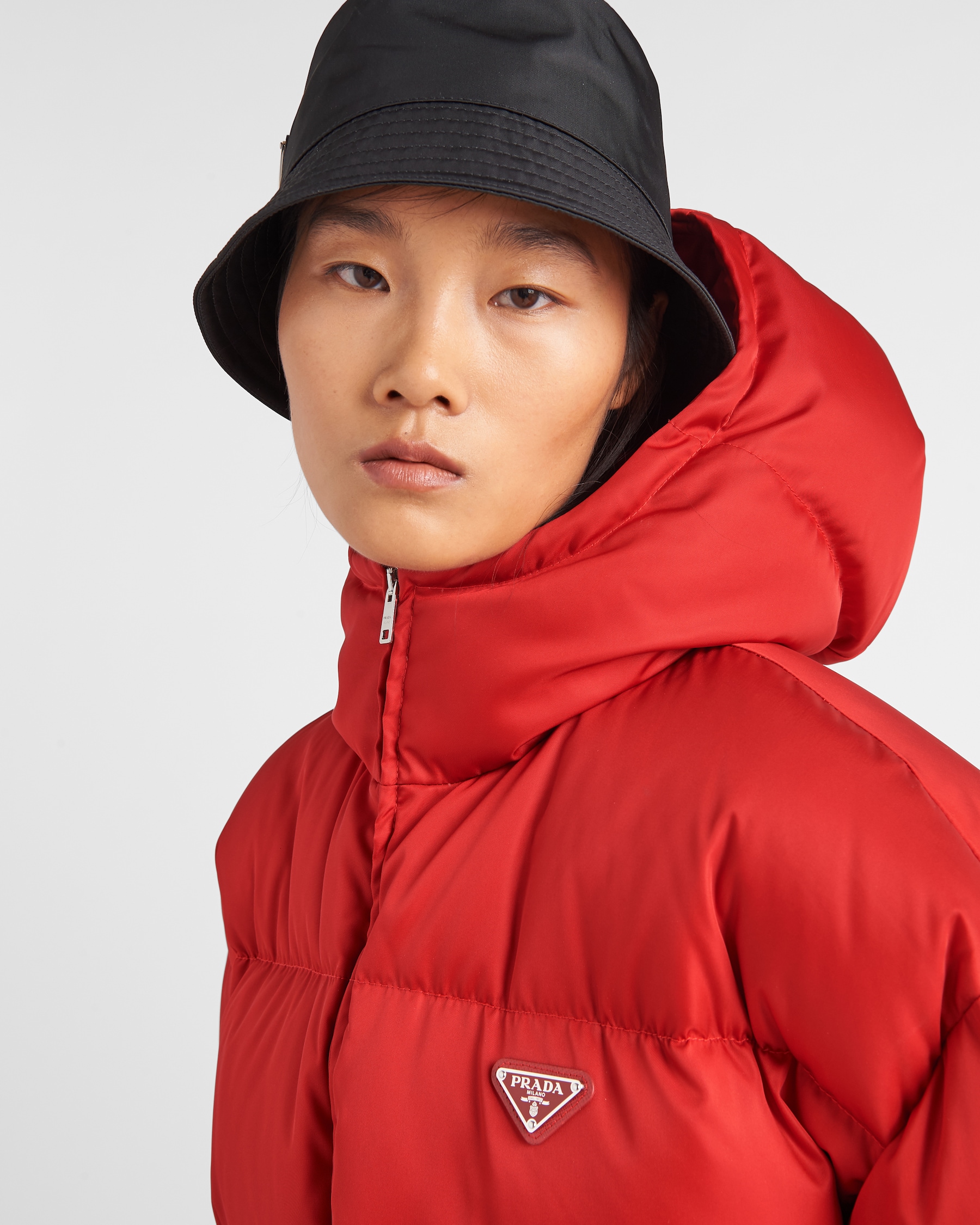 Red Re-nylon Hooded Down Jacket | PRADA