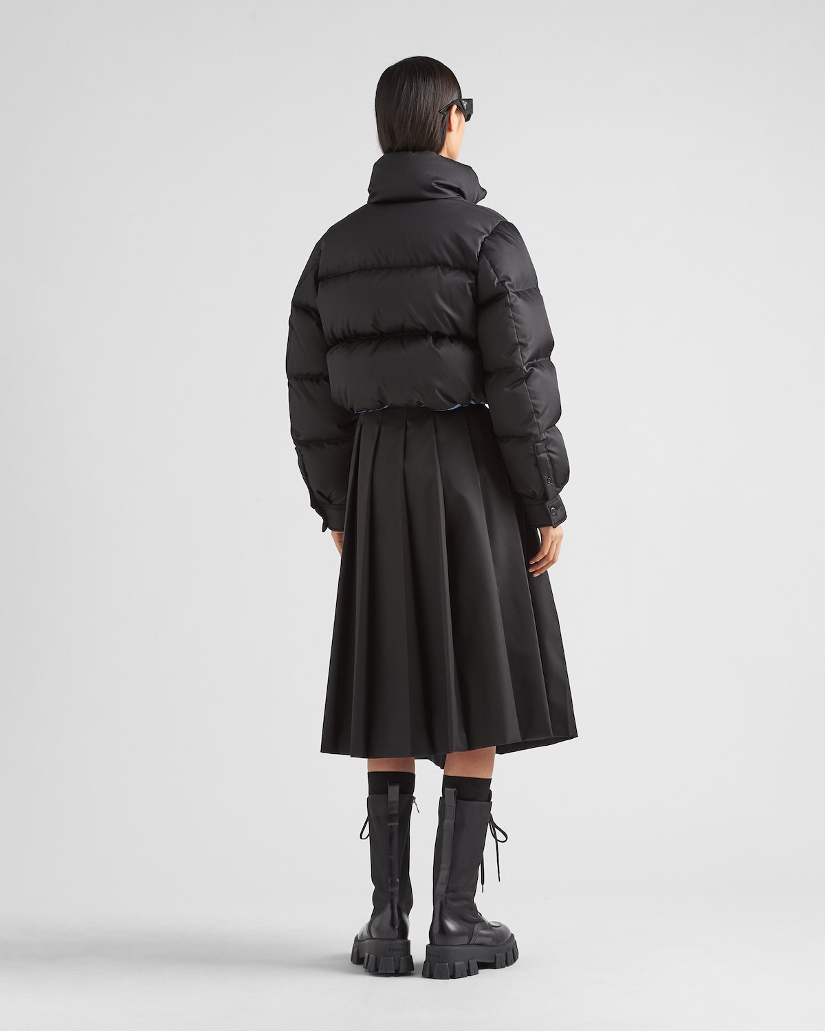 Black Re-nylon Cropped Down Jacket | PRADA