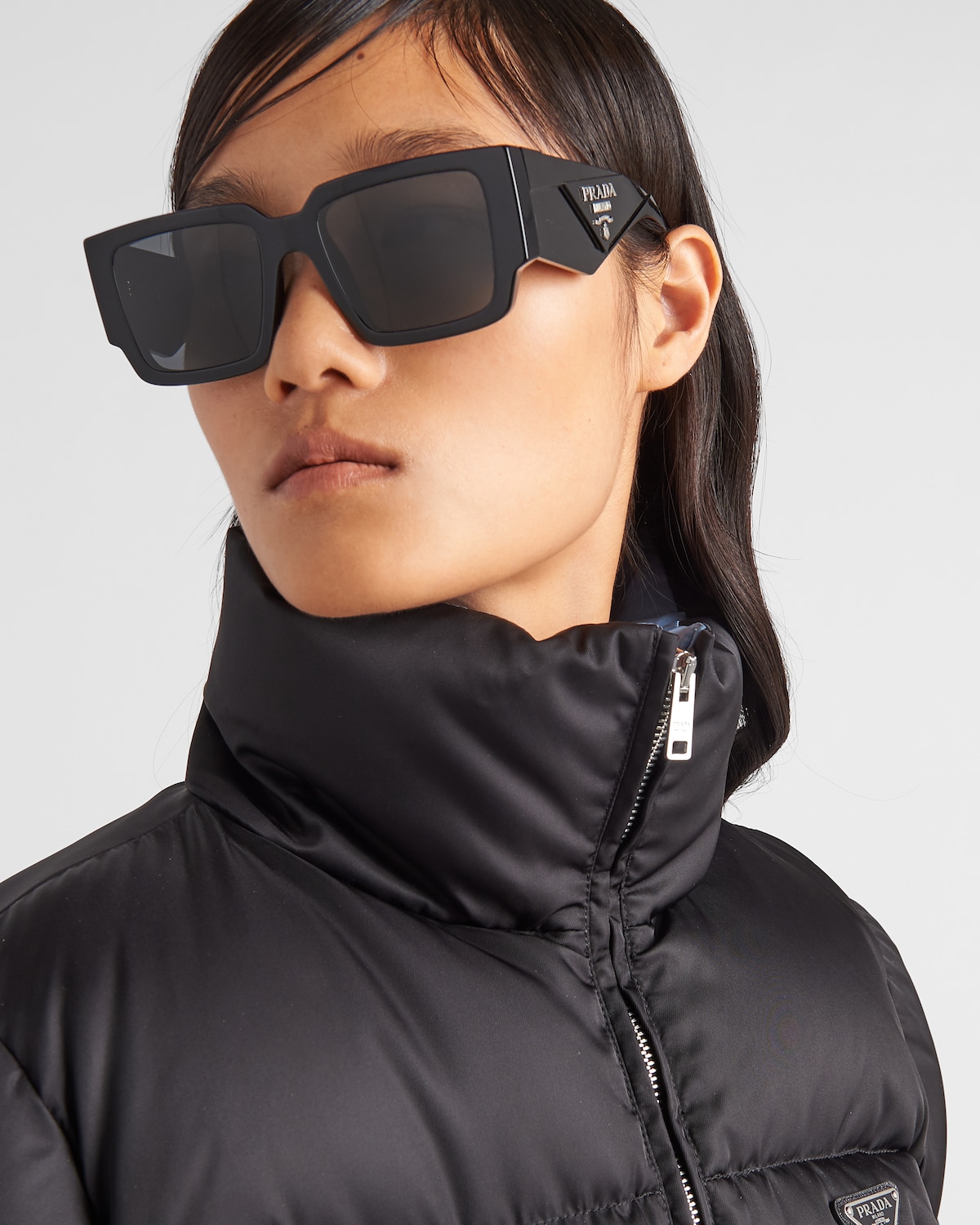 Black Re-nylon Cropped Down Jacket | PRADA