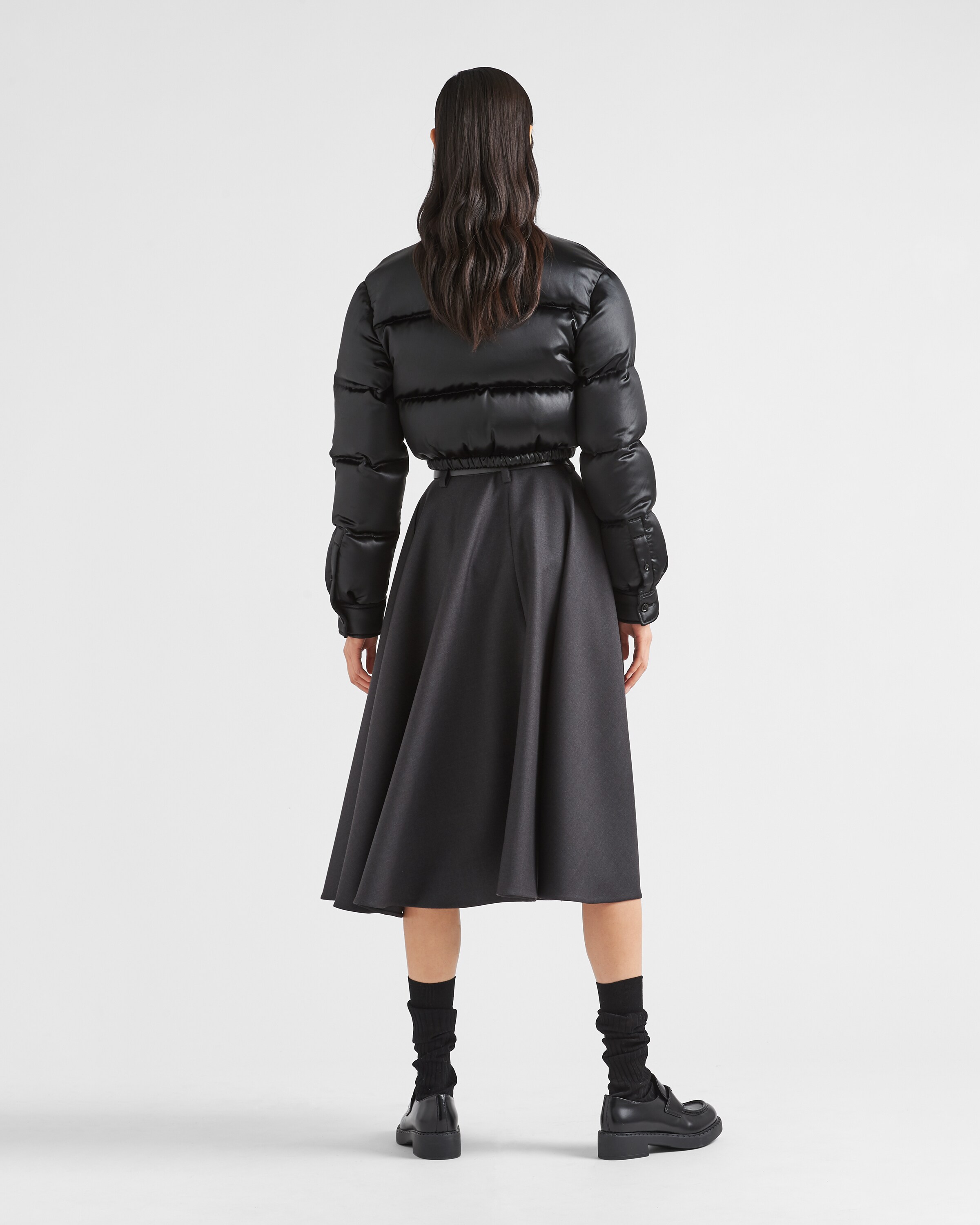 Black Ciré cropped down jacket | Prada