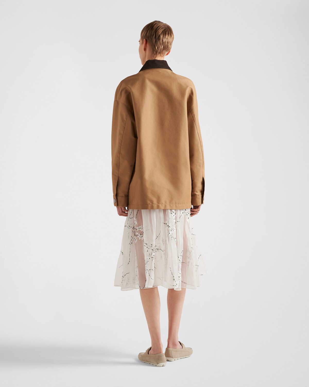 Camel Brown Technical Canvas Blouson Jacket | PRADA
