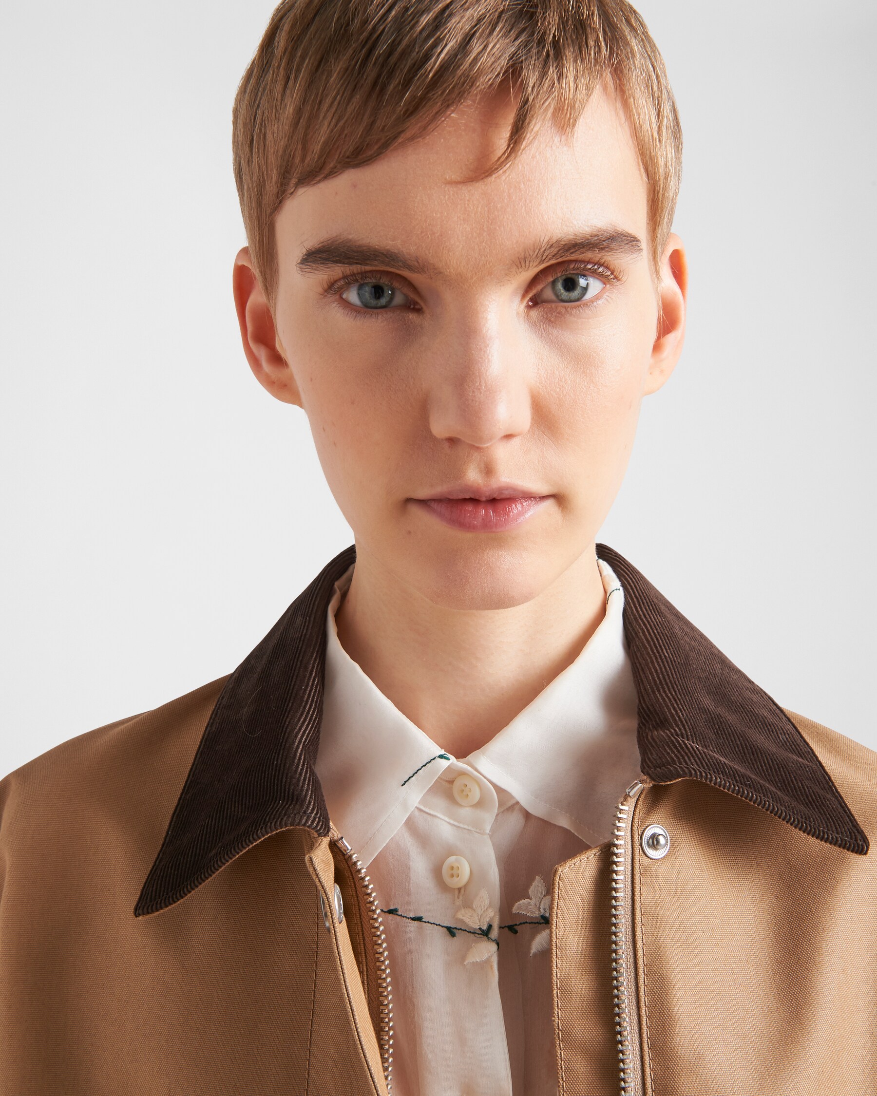Camel Brown Technical Canvas Blouson Jacket | PRADA