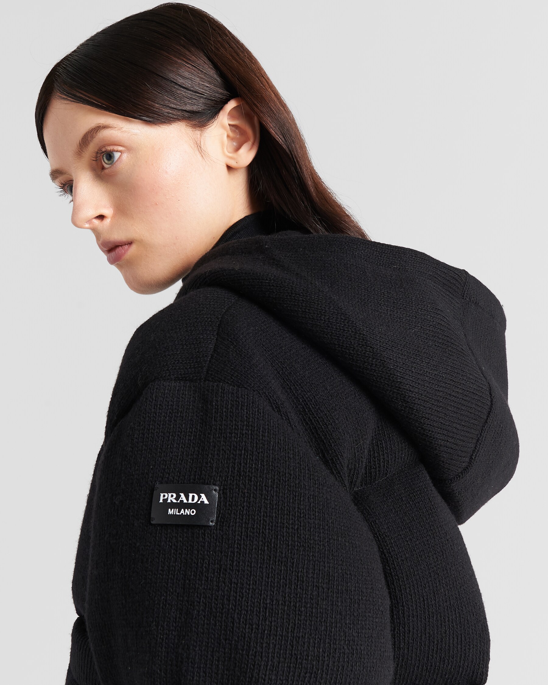 Black Wool And Cashmere Down Jacket | PRADA