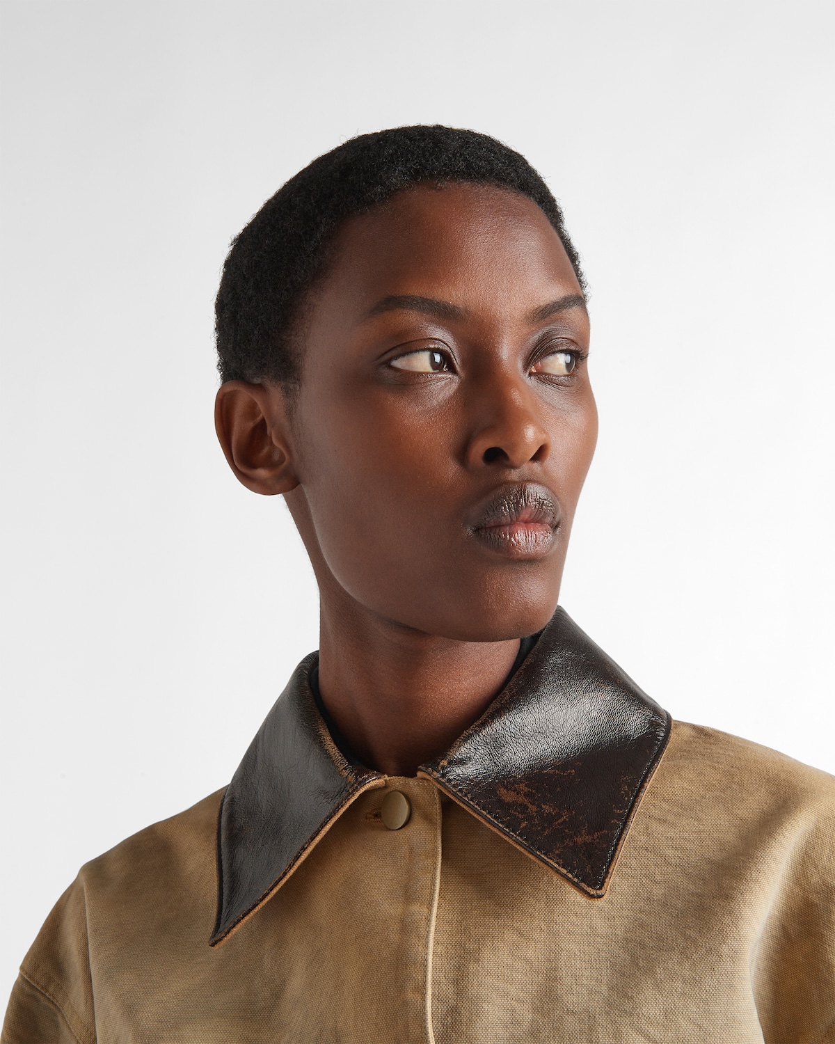 Beige Cropped Canvas Jacket | PRADA