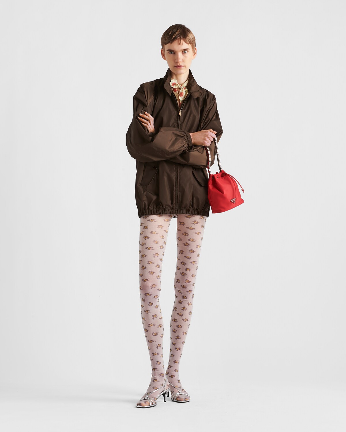 Dark Brown Light Technical Fabric Jacket | PRADA