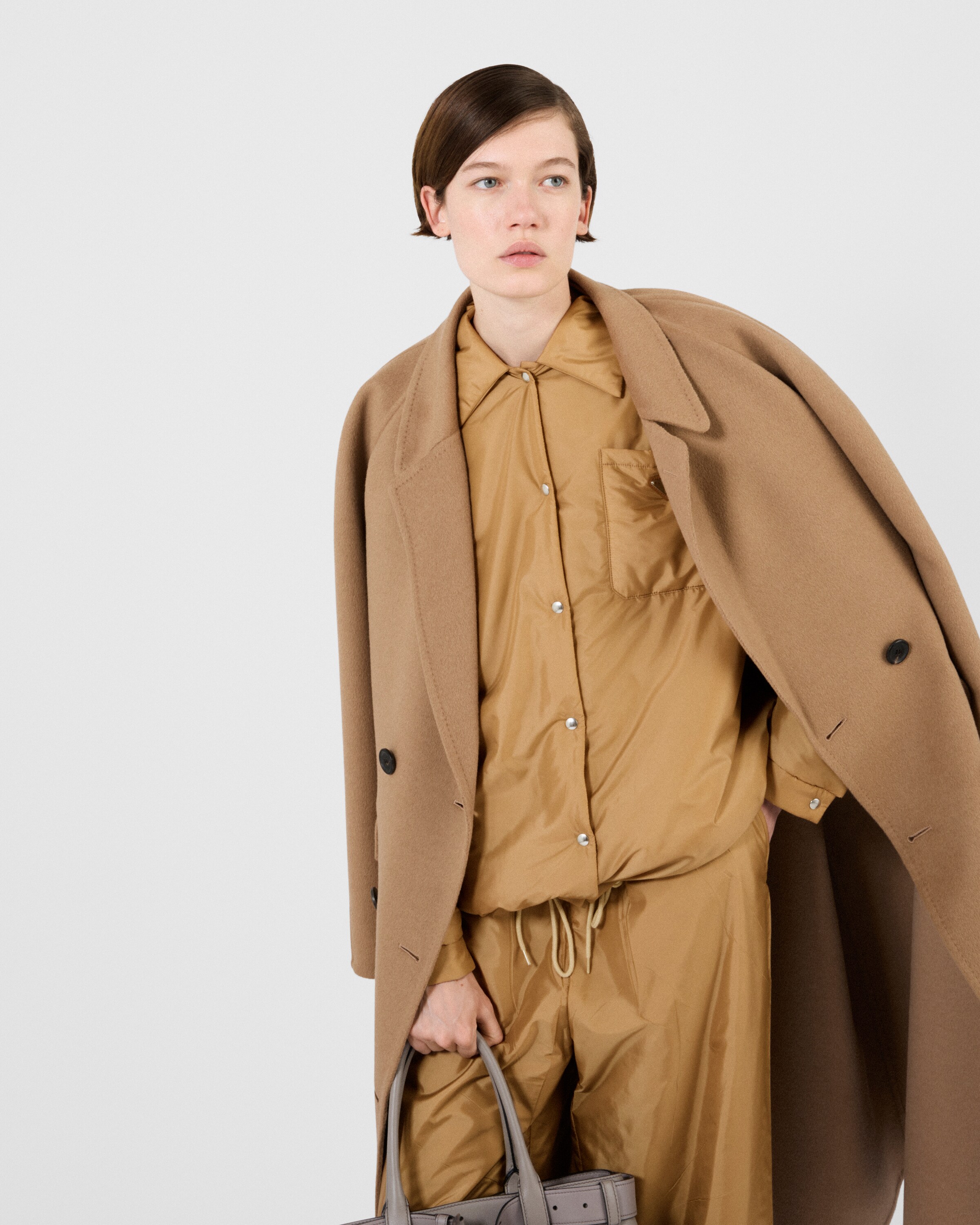 Camel Brown Lightweight Re-nylon Blouson Jacket | PRADA Camel Brown Lightweight Re-nylon Blouson Jacket | PRADA