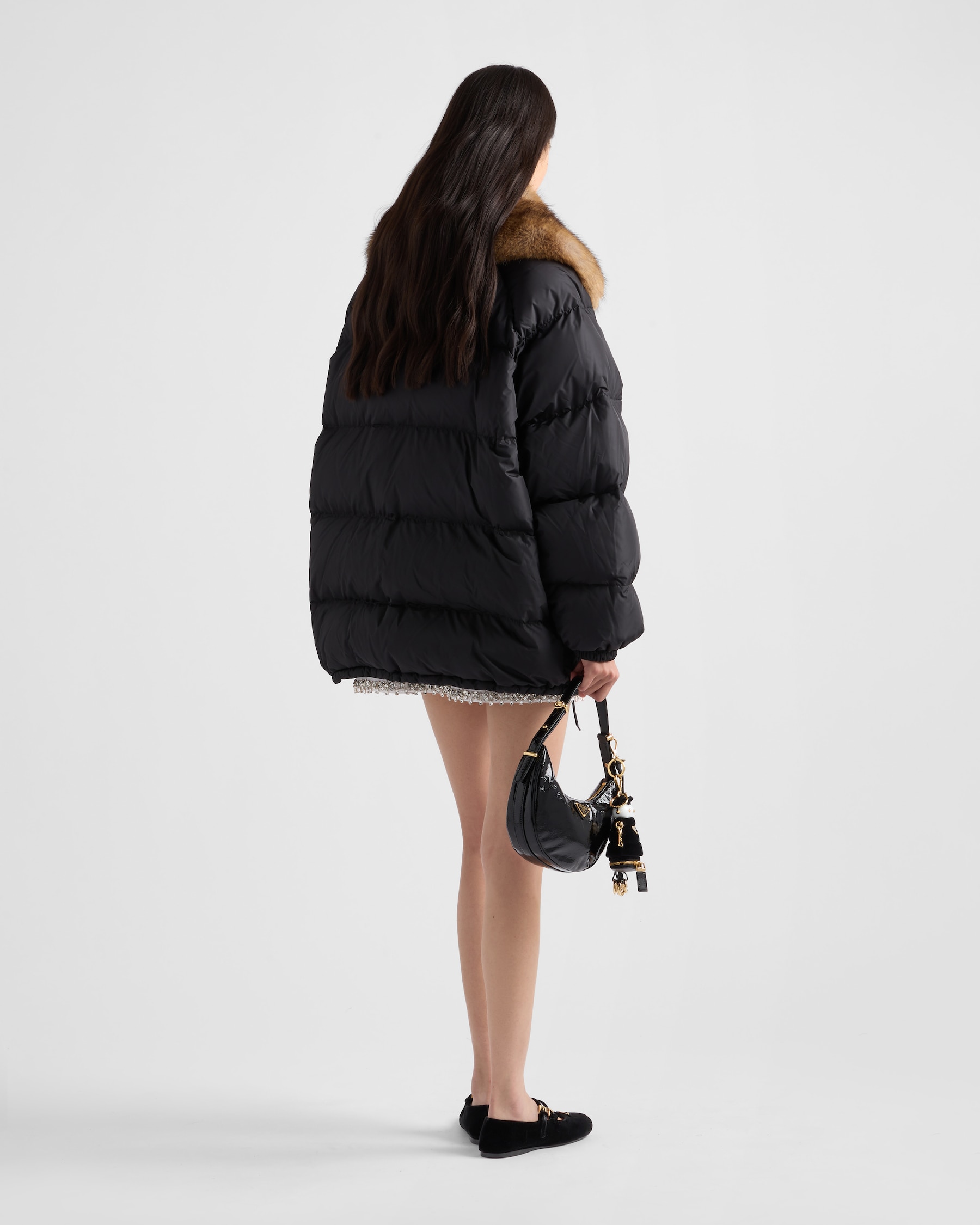 Black Tech Canvas Down Jacket | PRADA