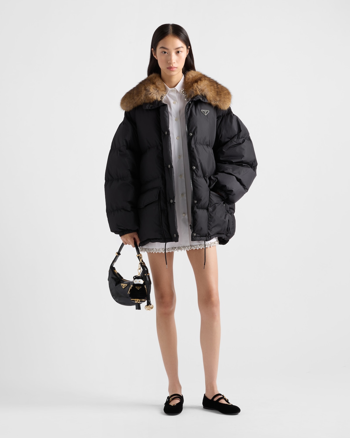 Black Tech Canvas Down Jacket | PRADA