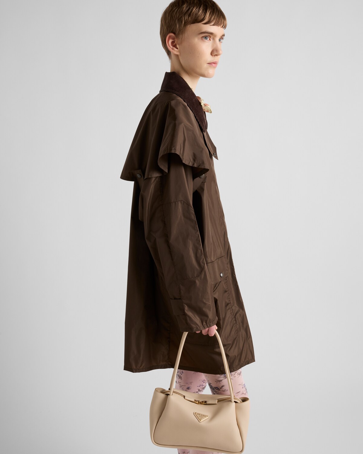 Dark Brown Light Technical Fabric Raincoat | PRADA