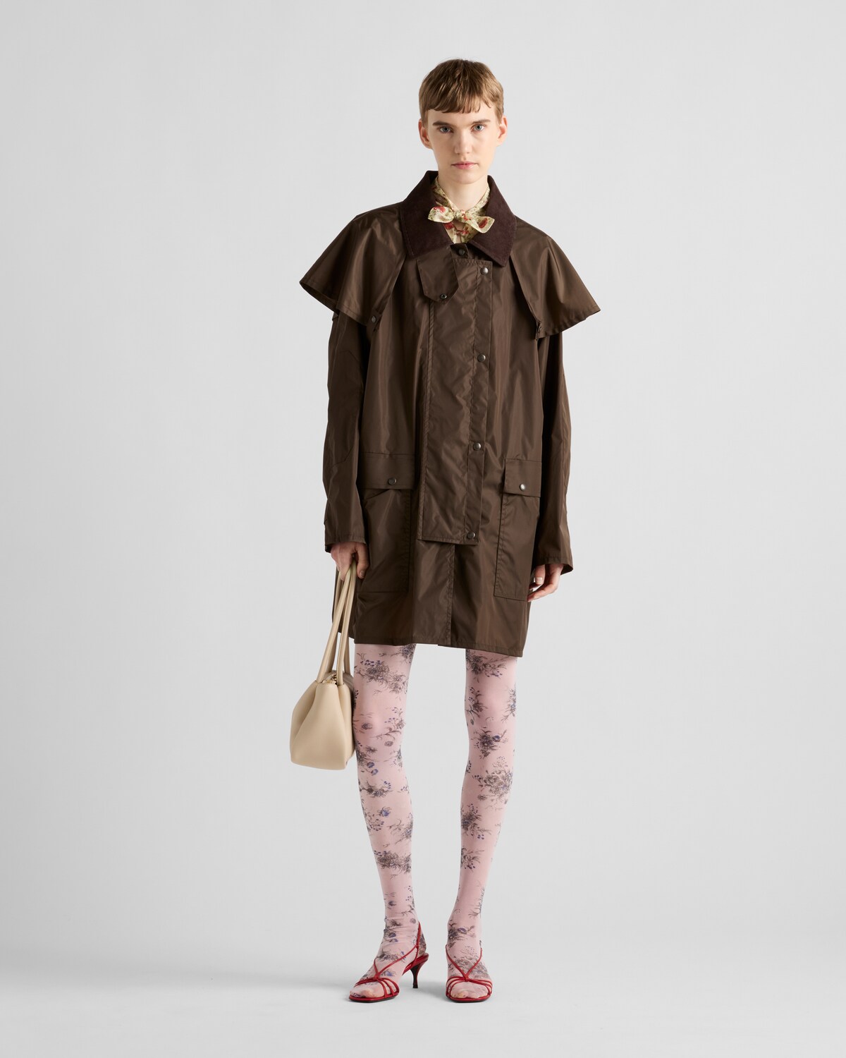 Dark Brown Light Technical Fabric Raincoat | PRADA