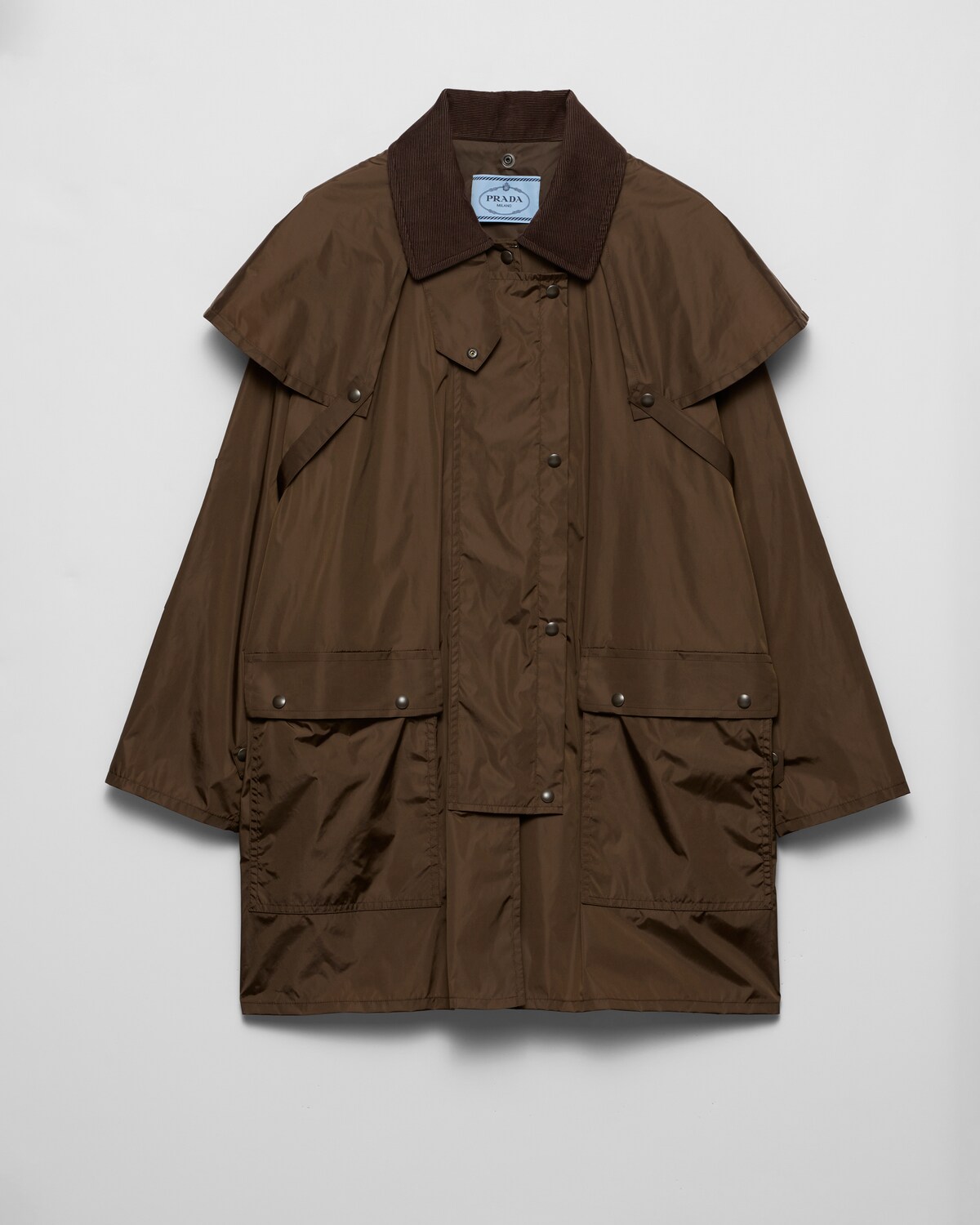 Dark Brown Light Technical Fabric Raincoat | PRADA