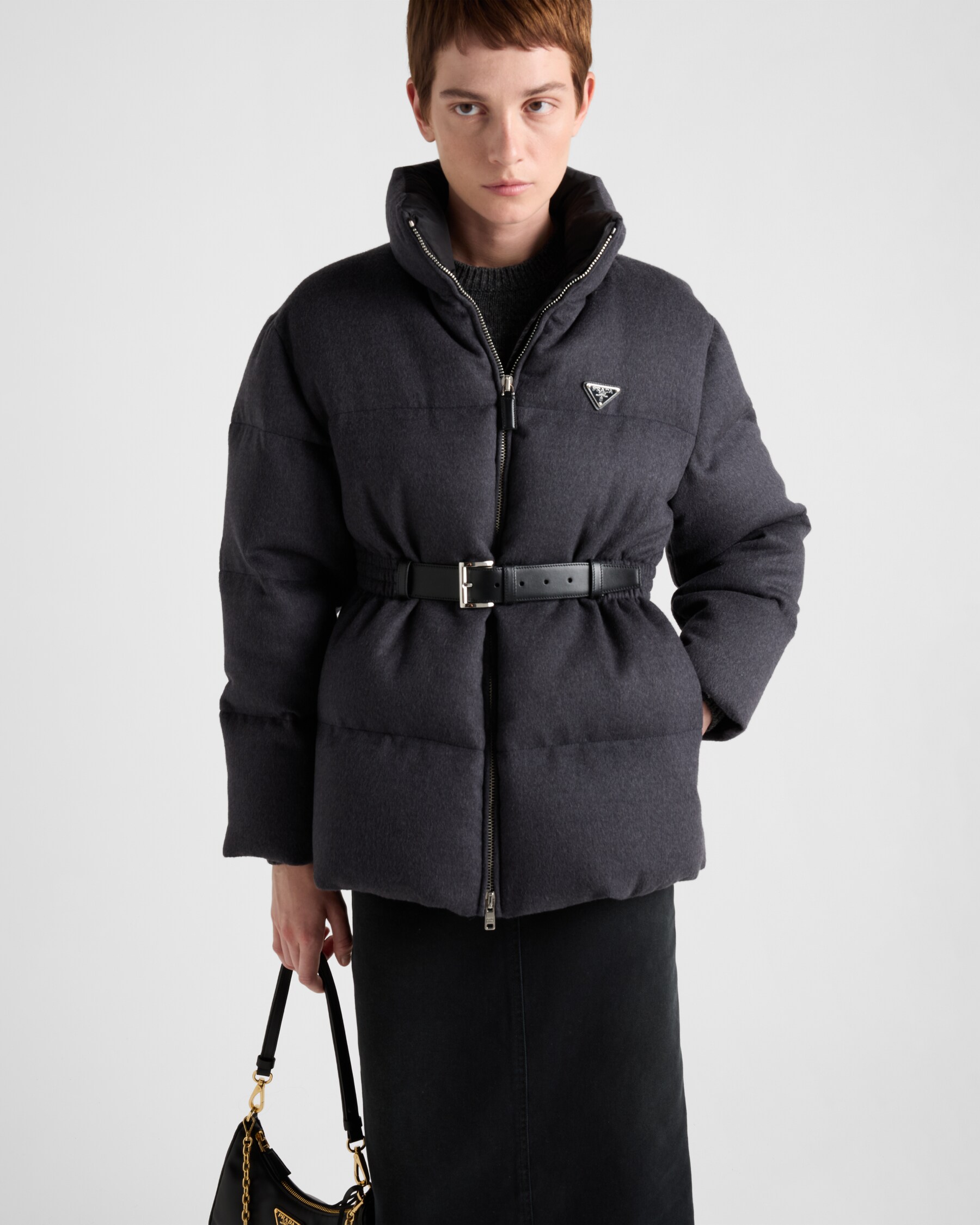 Slate Gray Flannel Down Jacket | PRADA