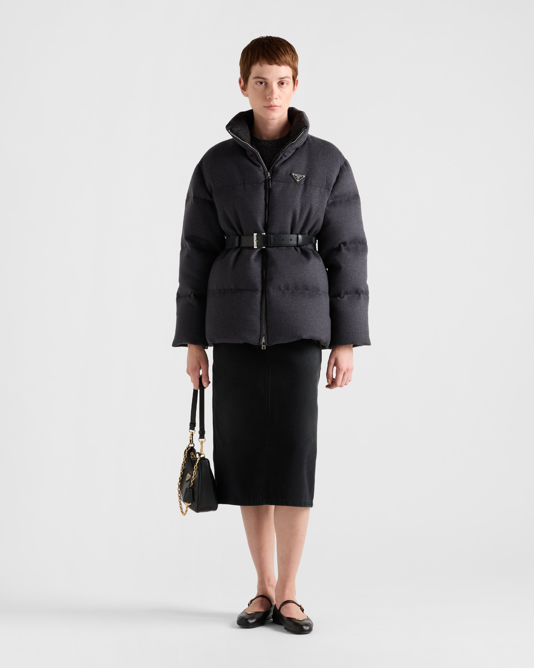 Slate Gray Flannel Down Jacket | PRADA