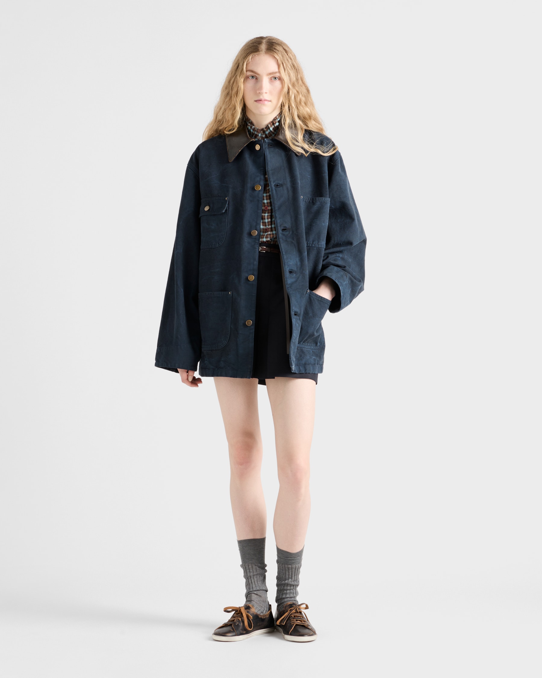 Canvas Work Jacket 블루 | PRADA - 대한민국