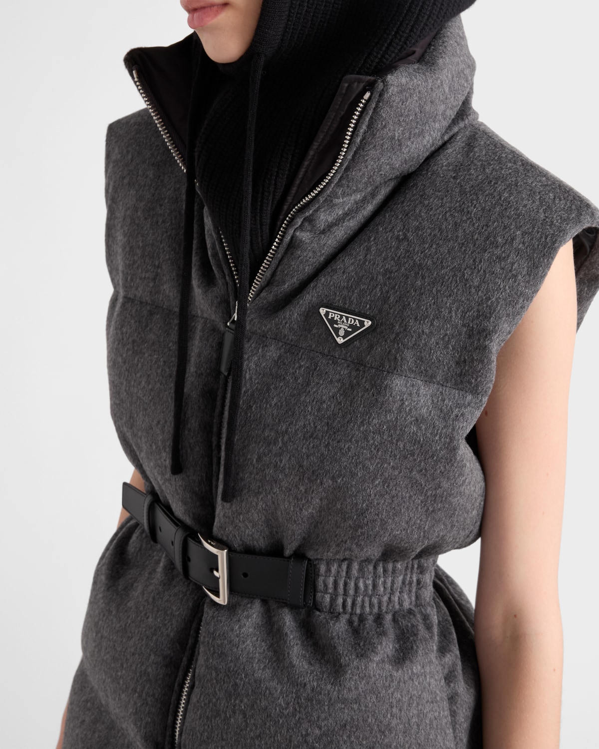 Slate Gray Loden Down Vest | PRADA - United States