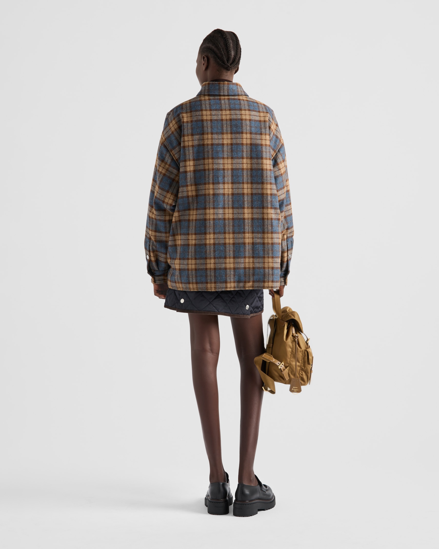 Tobacco Checked Wool Twill Lumberjack Jacket | PRADA