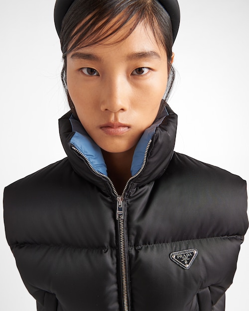 Black Re-Nylon cropped down vest | Prada