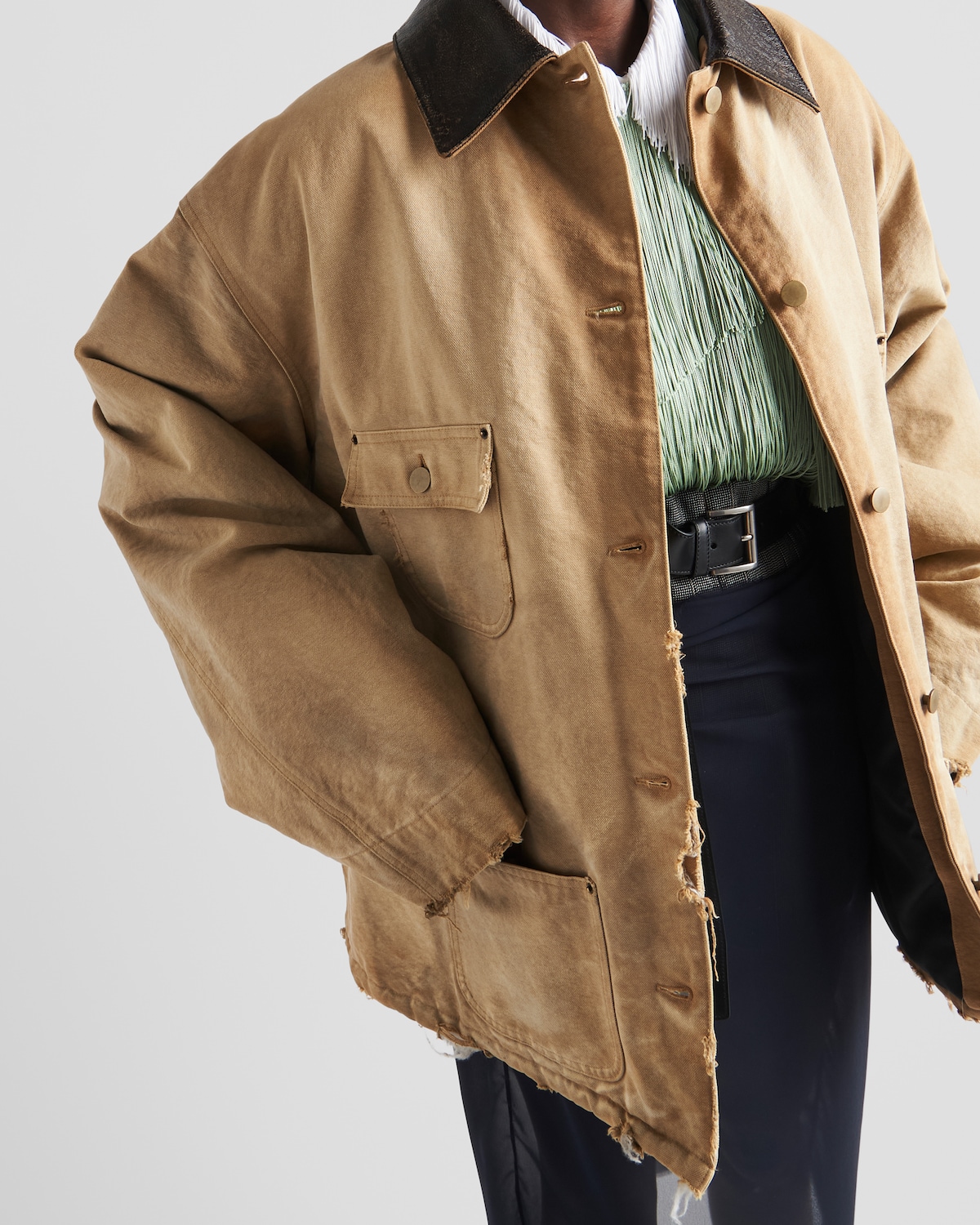 Beige Canvas Jacket | PRADA