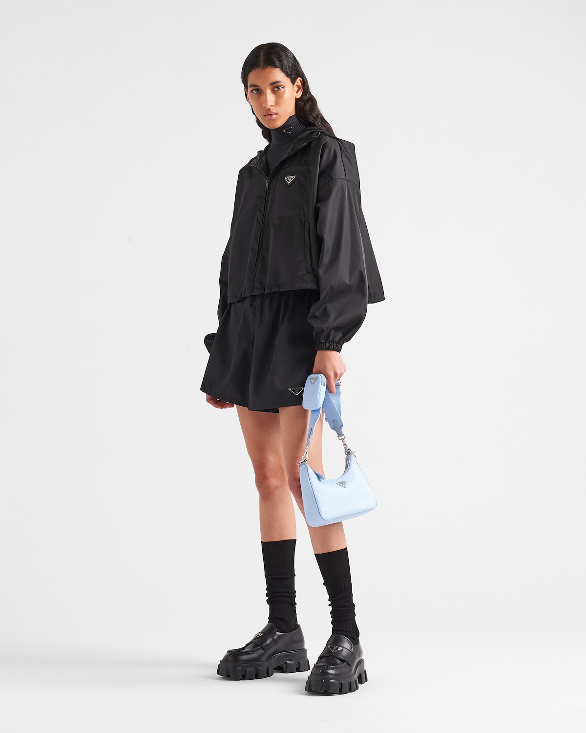 Black Re-nylon Cropped Jacket | PRADA