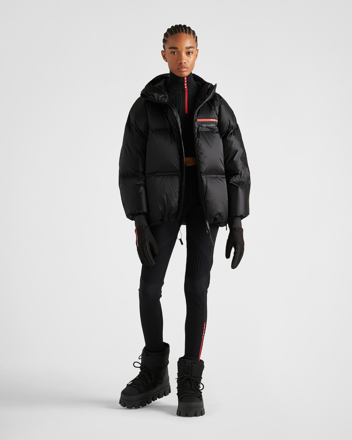 Black Oversized Technical Re-nylon Down Jacket | PRADA