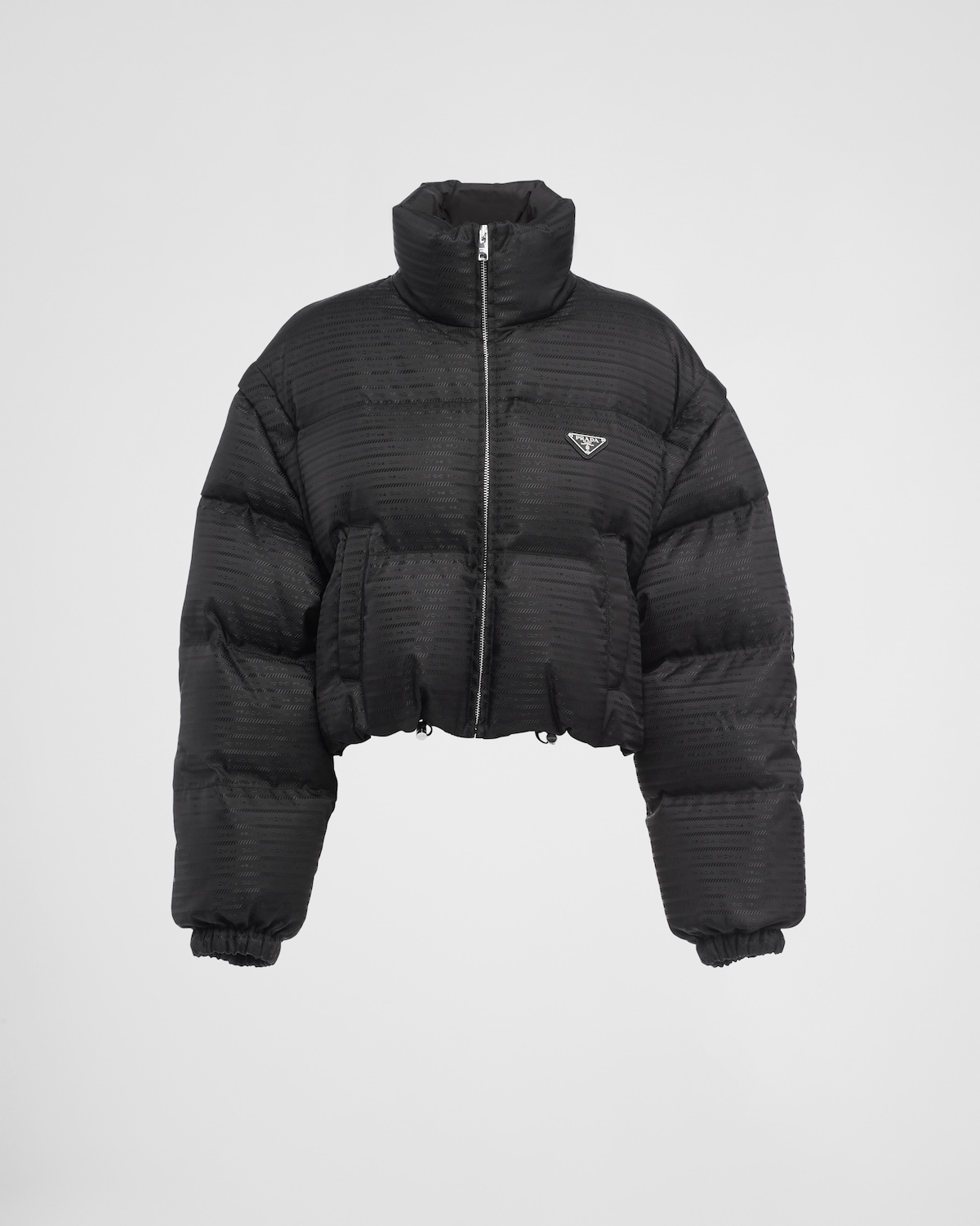 Black Re-nylon Cropped Hooded Down Jacket | PRADA