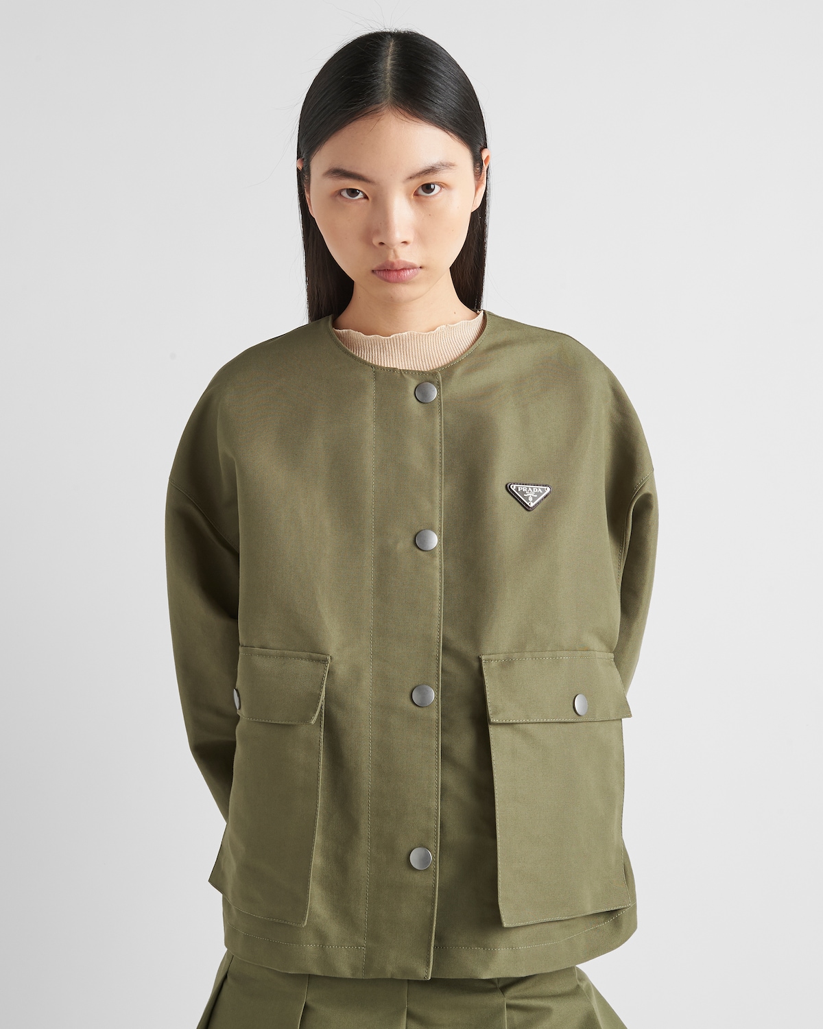 Military Green Technical Canvas Blouson Jacket | PRADA