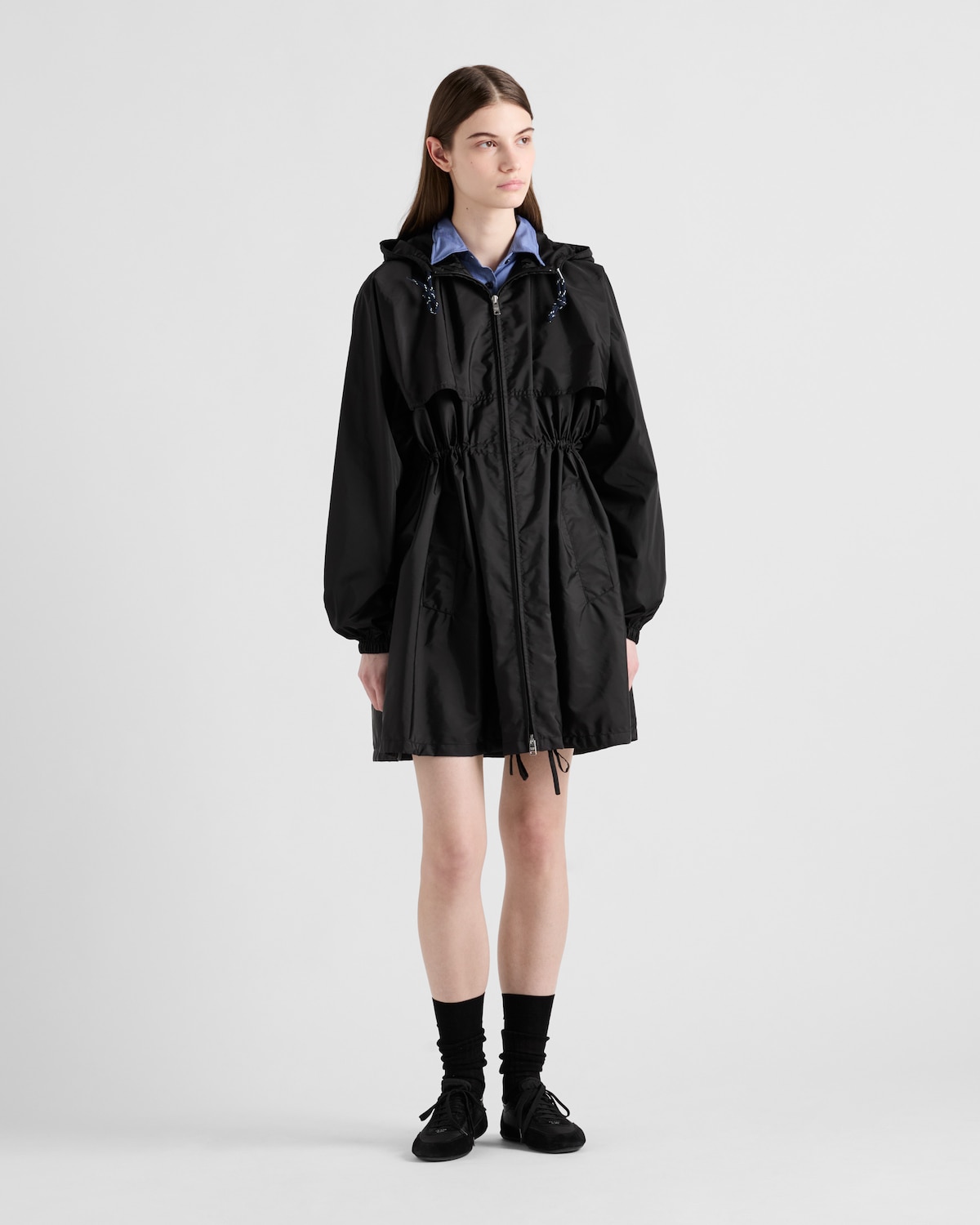 Black Lightweight Re-nylon Raincoat | PRADA