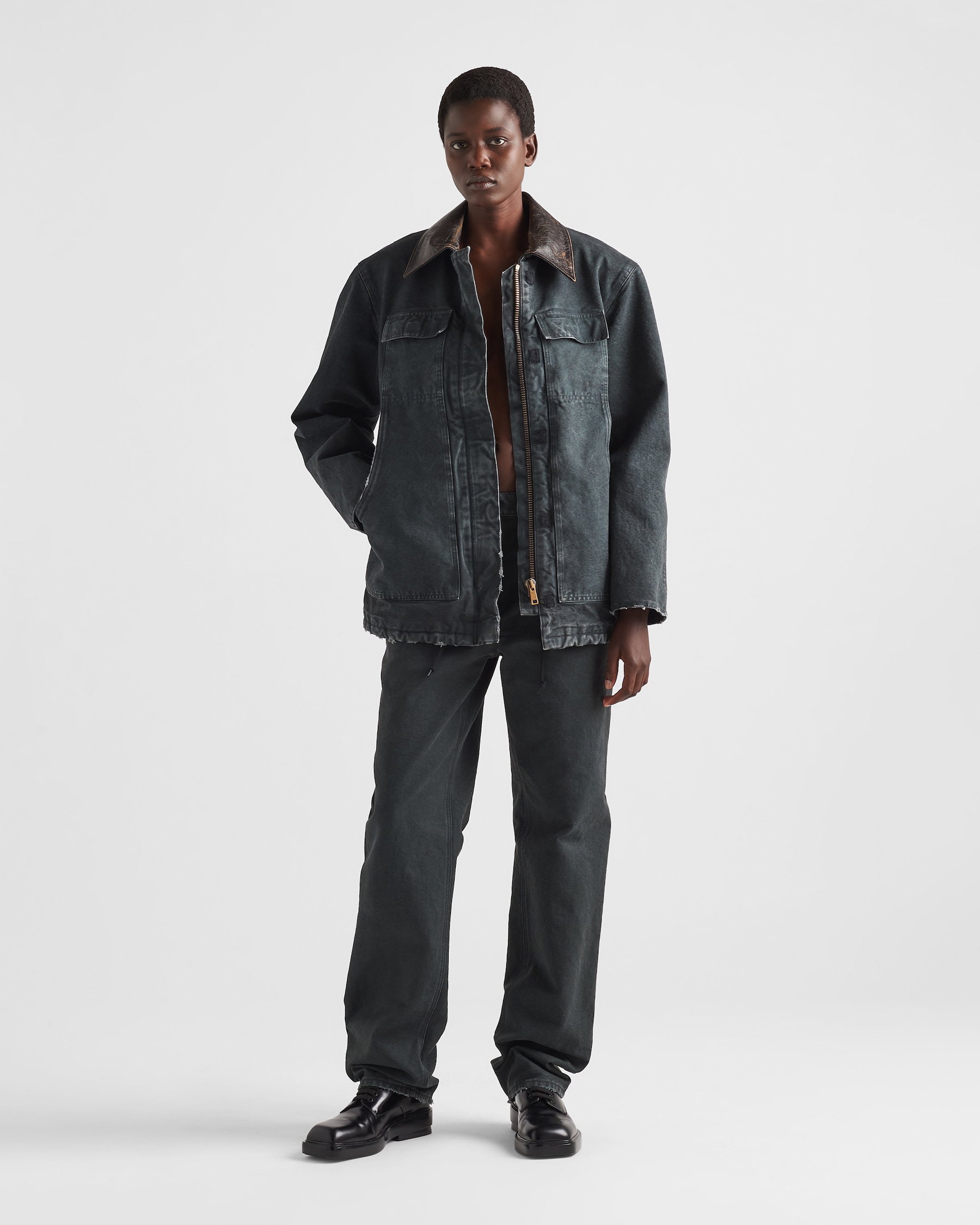 Grey Canvas Trucker Jacket | PRADA