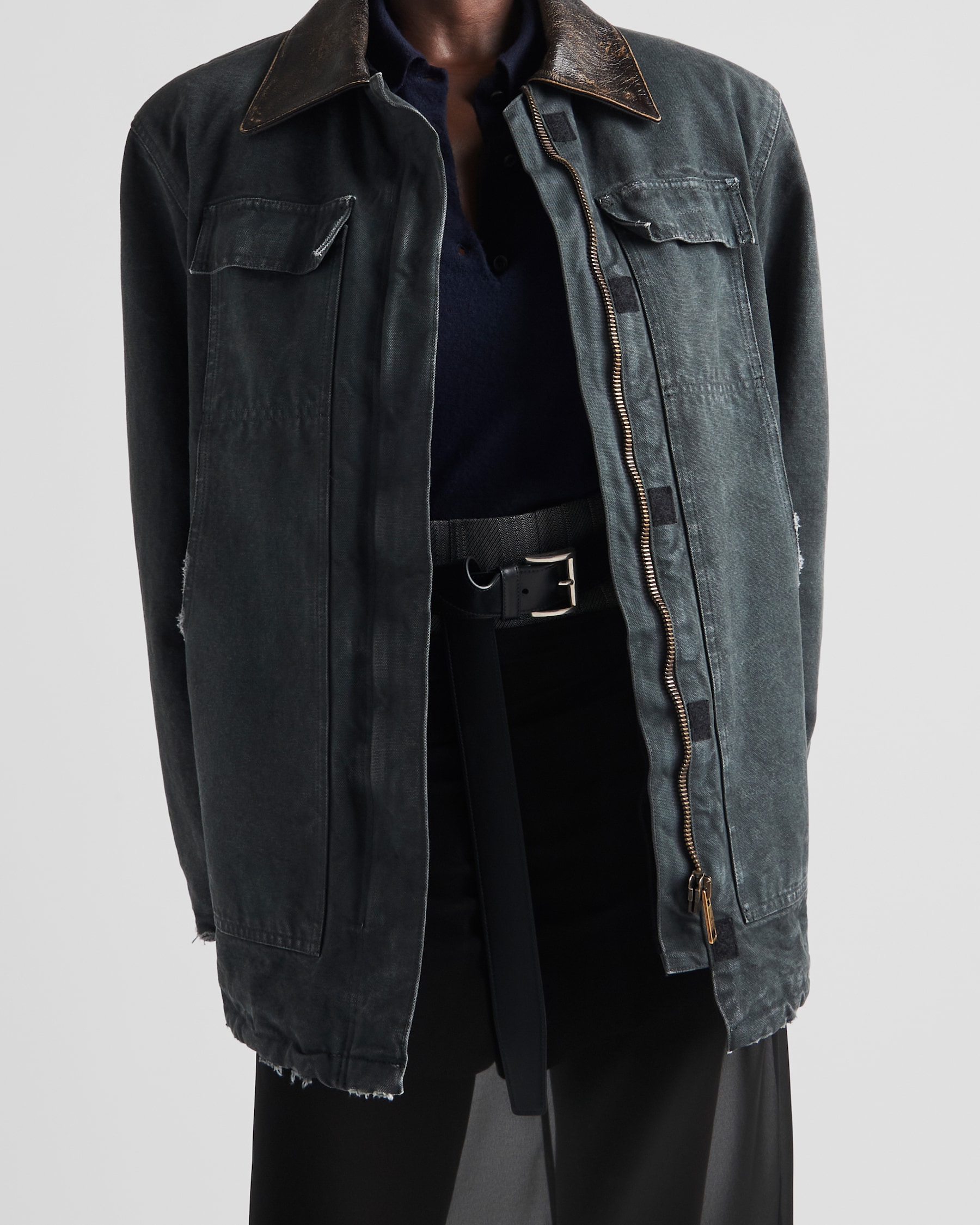 Grey Canvas Trucker Jacket | PRADA